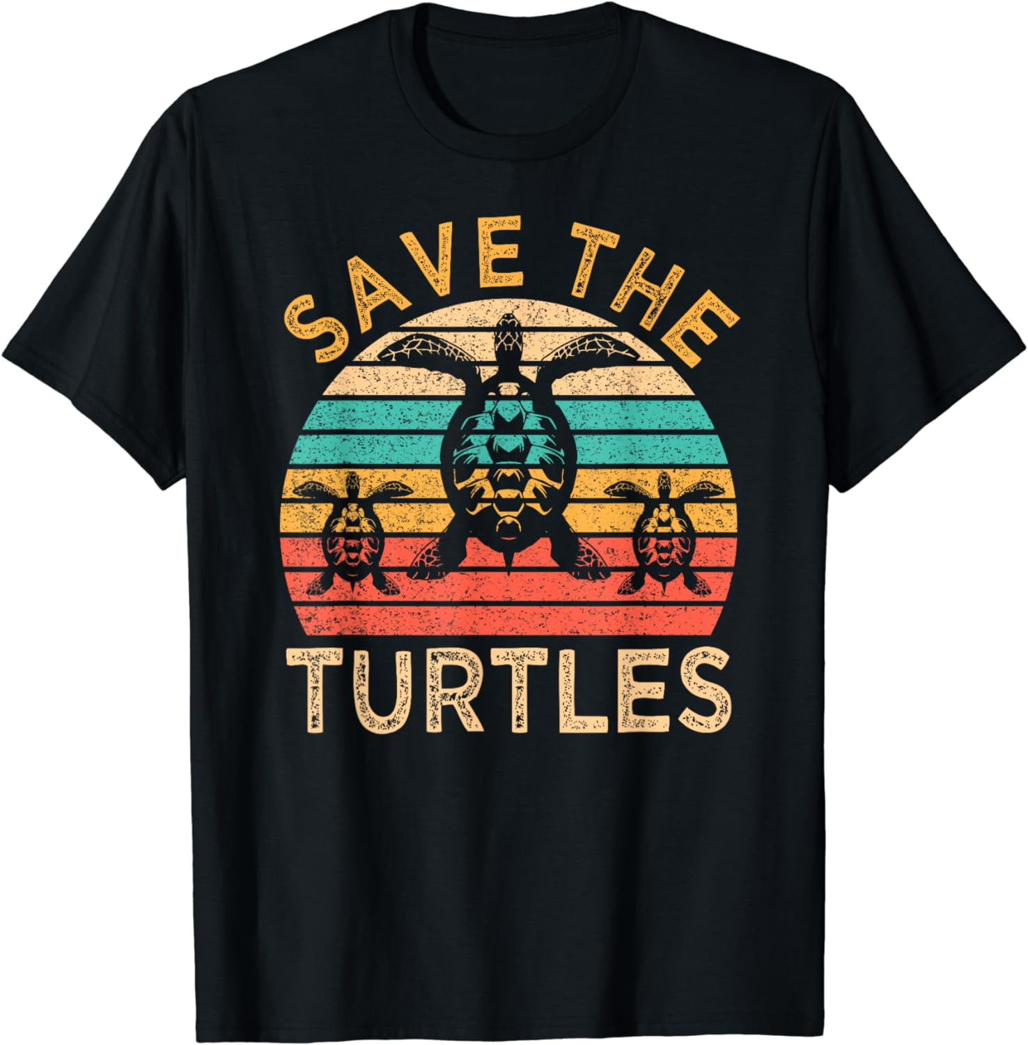 Save The Turtles Animal Rights Retro Style Sea Turtle T-Shirt - Walmart.com