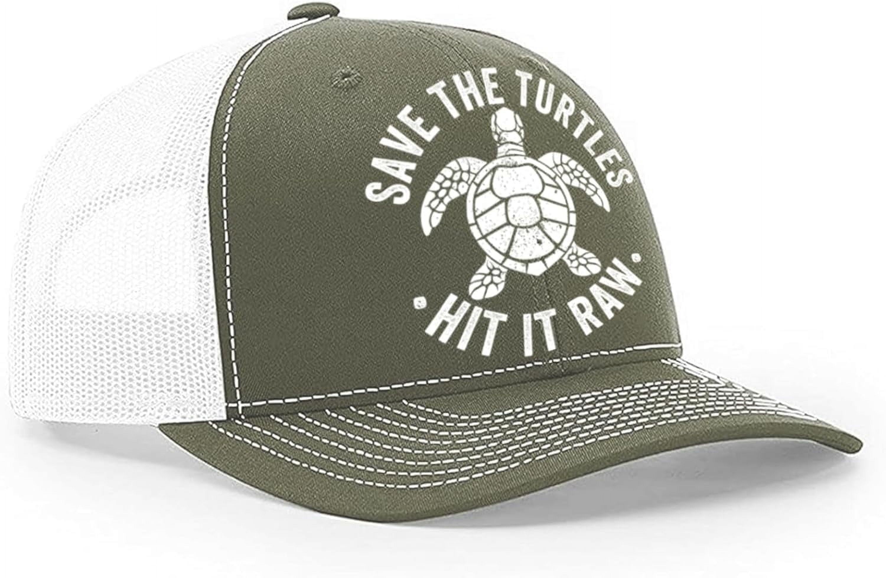Save The Turtles Hit It Raw Hat Sea Turtle Baseball Cap Funny Sarcastic ...