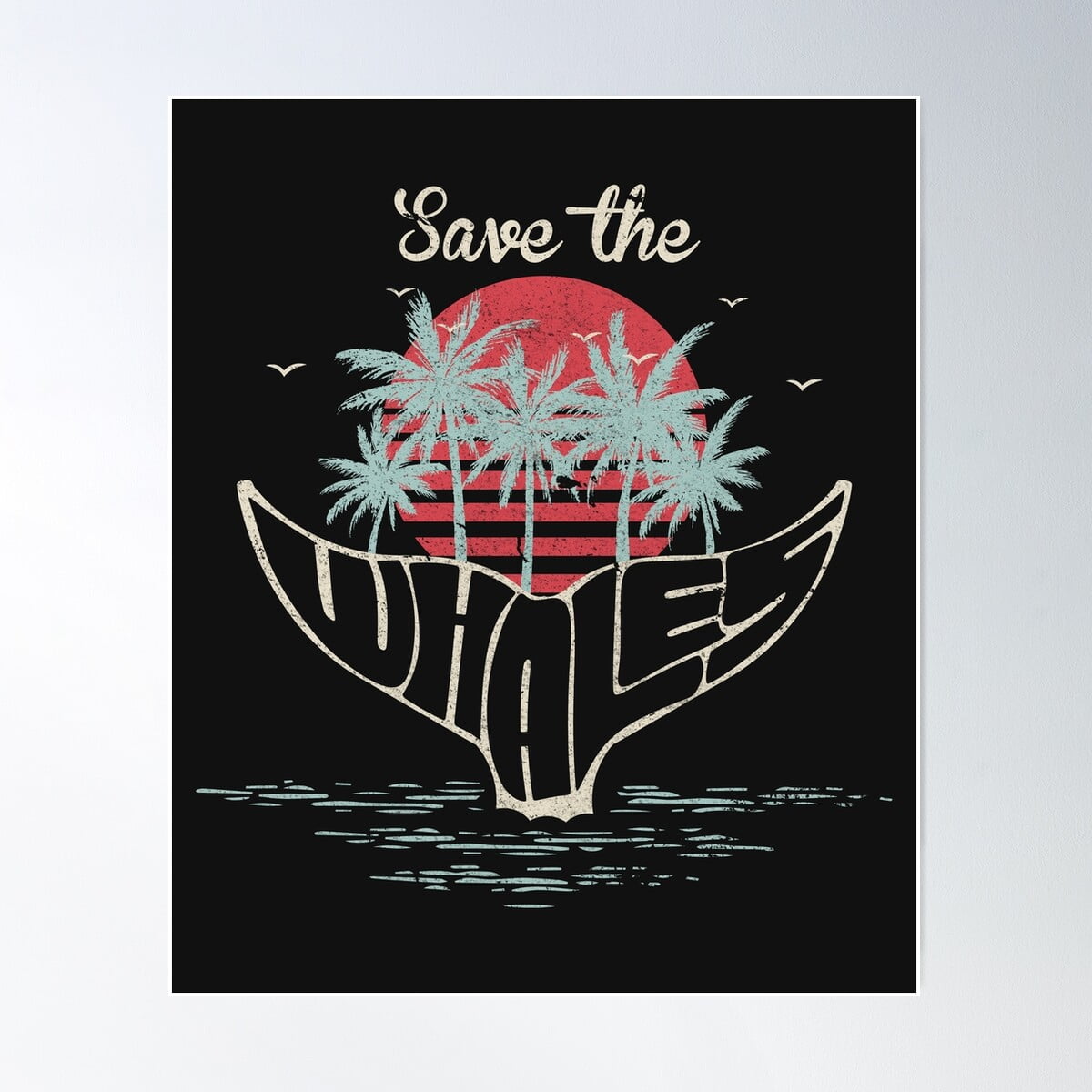 Save The Whales Design. Retro Style Orca, Killer Whale Product Poster ...