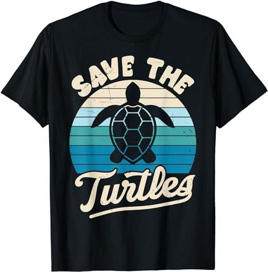 Save Turtles Sea Retro Graphic Plus Size Vintage Awareness T-Shirt ...