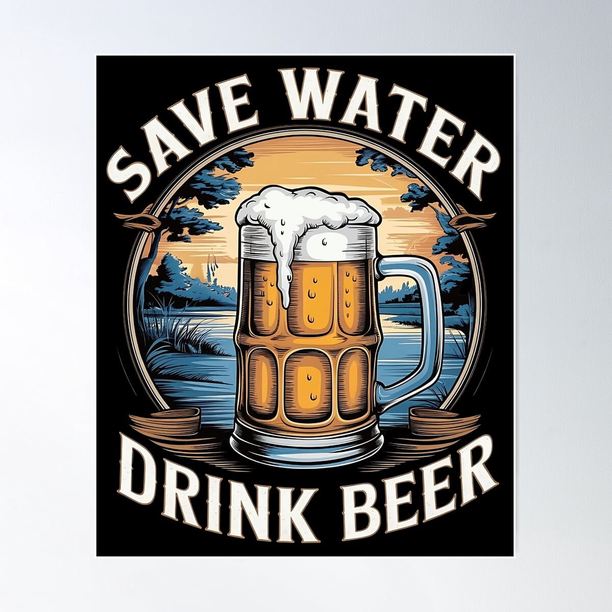 Save Water Drink Beer Poster Wall Art, Modern Wall Decor For Living ...
