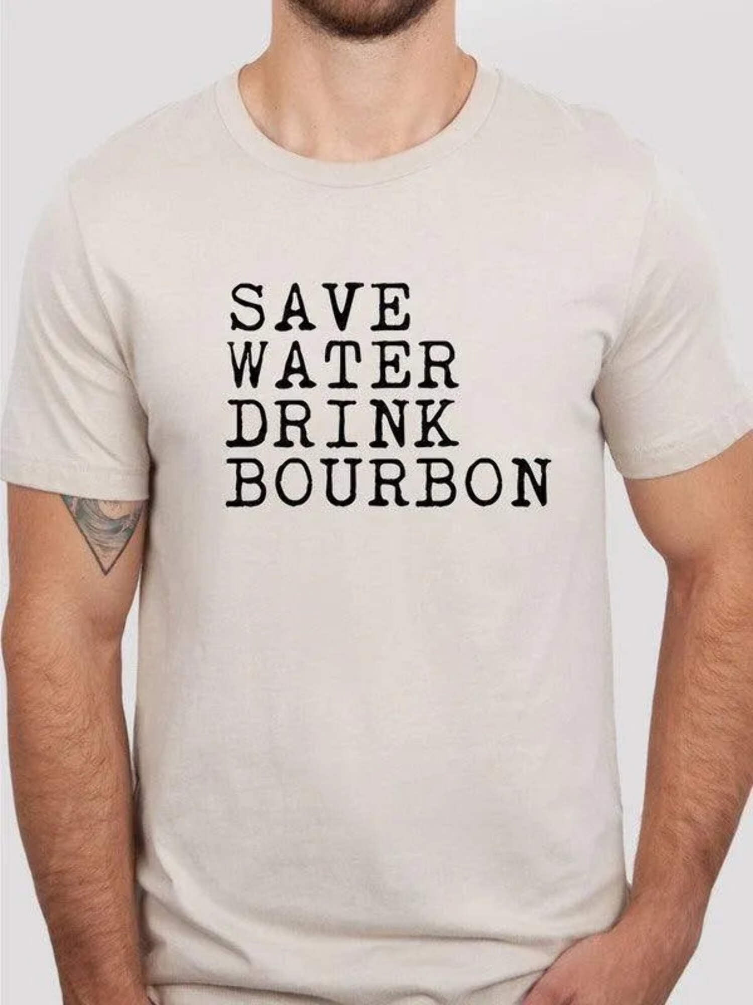 Save Water Drink Bourbon Crew Neck Mens Tee - Walmart.com