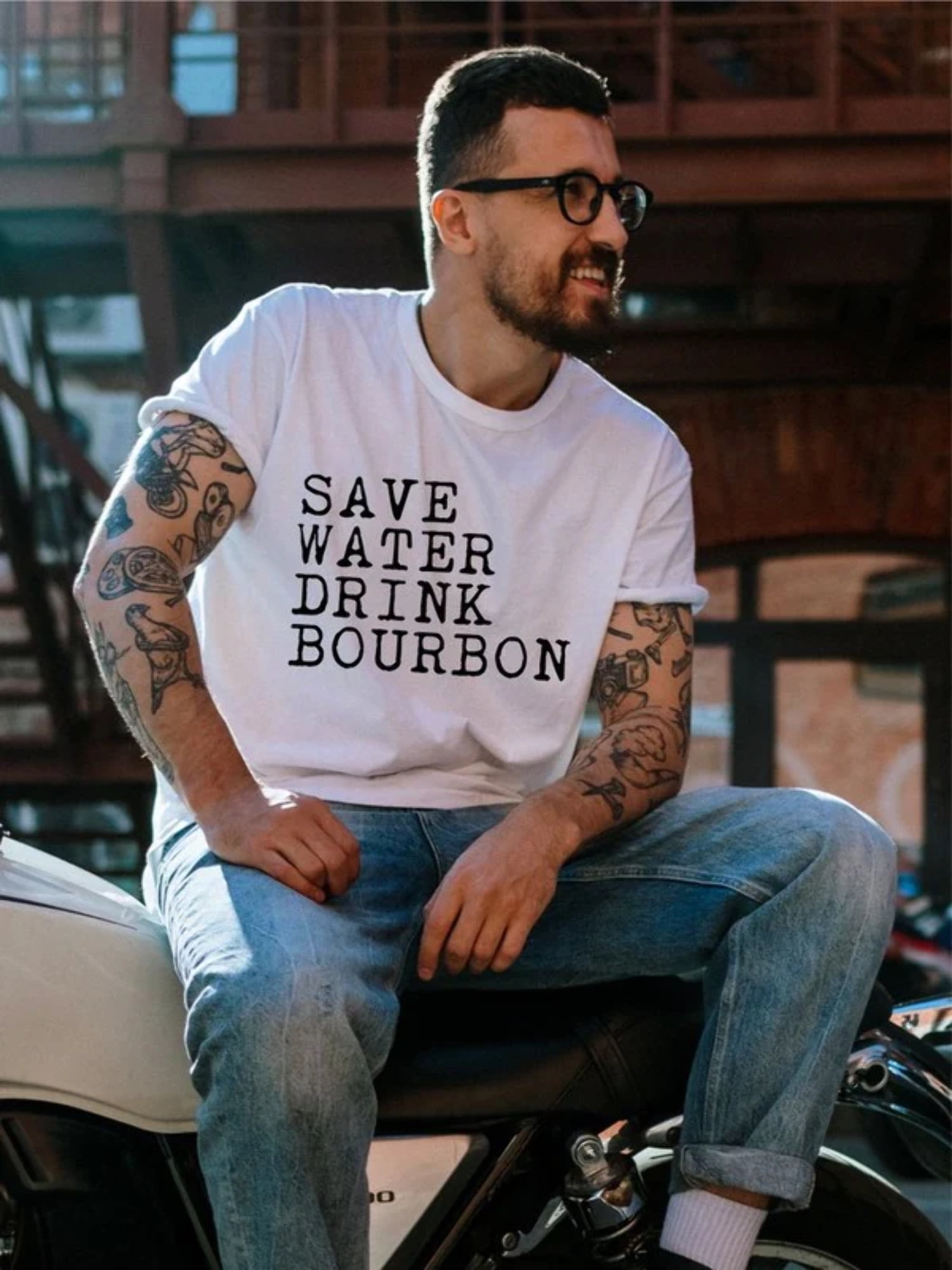 Save Water Drink Bourbon Crew Neck Mens Tee - Walmart.com