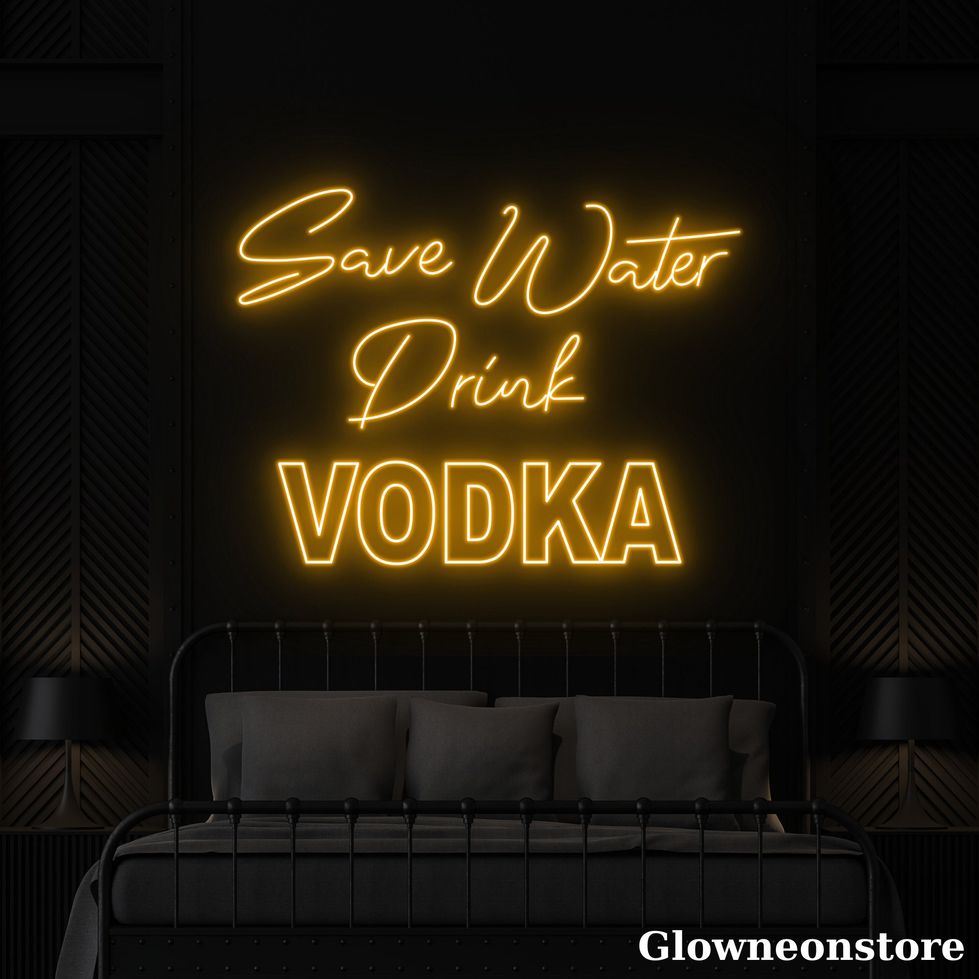 Save Water Drink Vodka Neon Sign, Vodka Led Sign, Cocktail Bar Sign ...