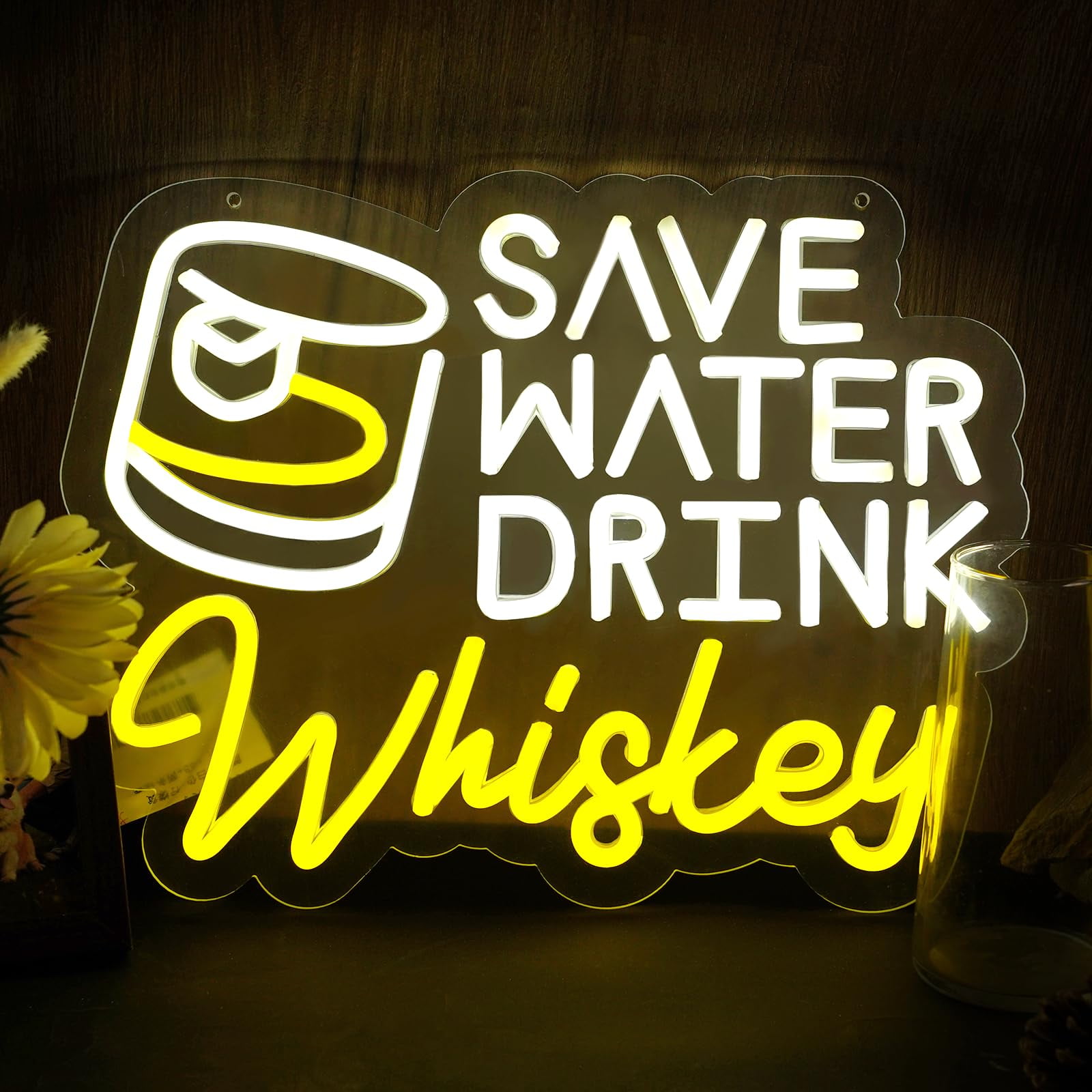 Save Water Drink Whiskey Neon Sign LED Sign Bar Sign for Man Cave Home ...