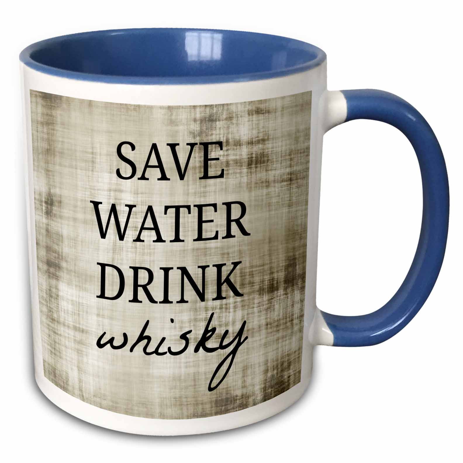 3drose, Save Water Drink Whisky, 15oz Two-tone Blue Mug - Walmart.com