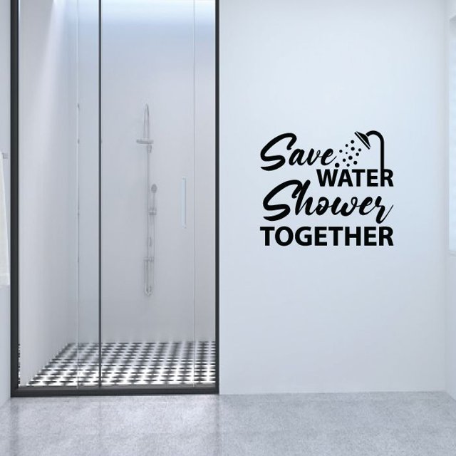 Save Water Shower Together - Bathroom Quotes Vinyl Wall Art Sticker ...