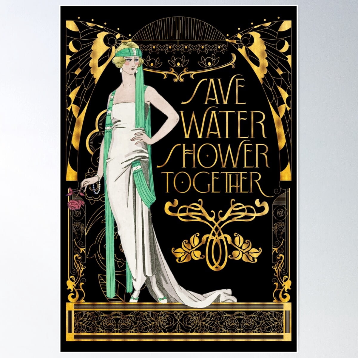 Save Water Shower Together Funny Bathroom Art Print Sign Poster Wall ...