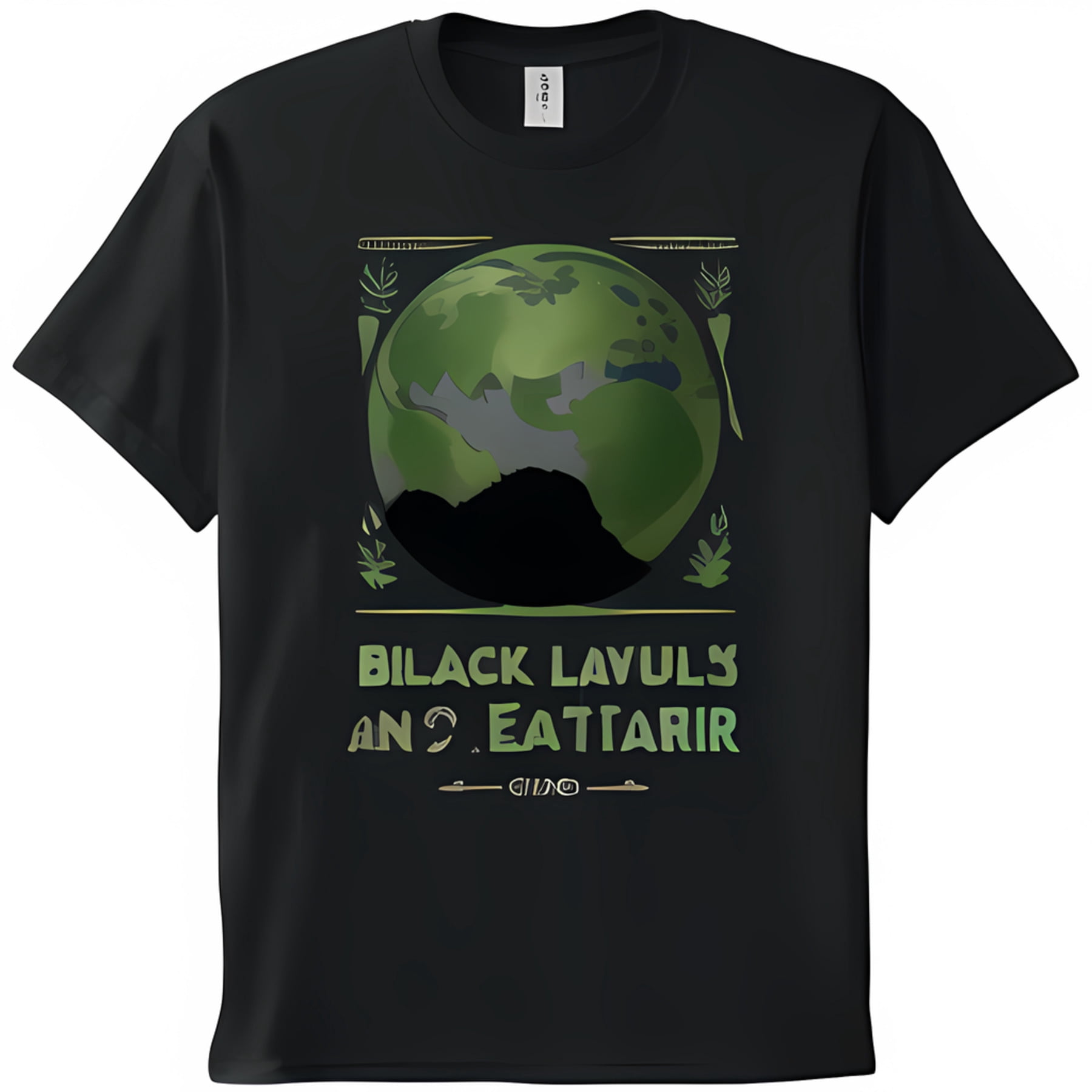 Save the Earth with Style: Black T-Shirt featuring Green Earth Design ...