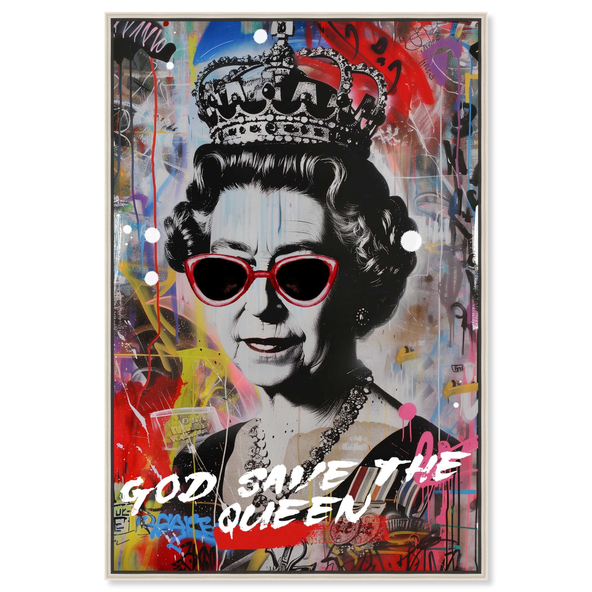 Save the Queen Canvas Graffiti Pop Art by Art Remedy, Silver Frame, 24 ...
