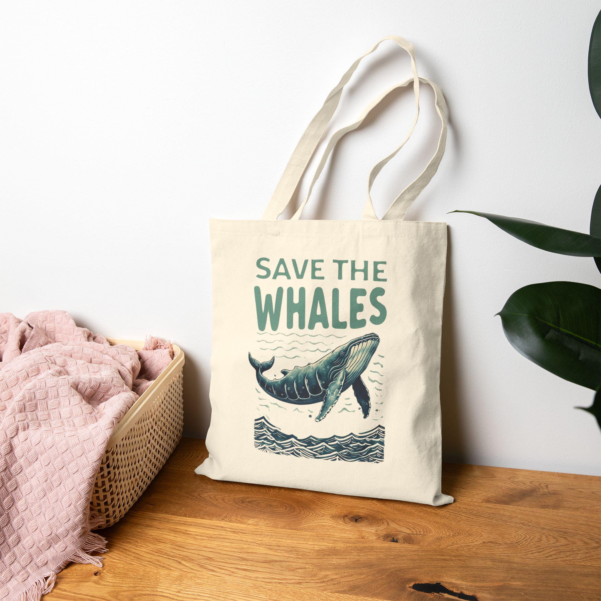 Save the Whales Eco-Friendly Whale Graphic Tote, Wildlife Conservation ...