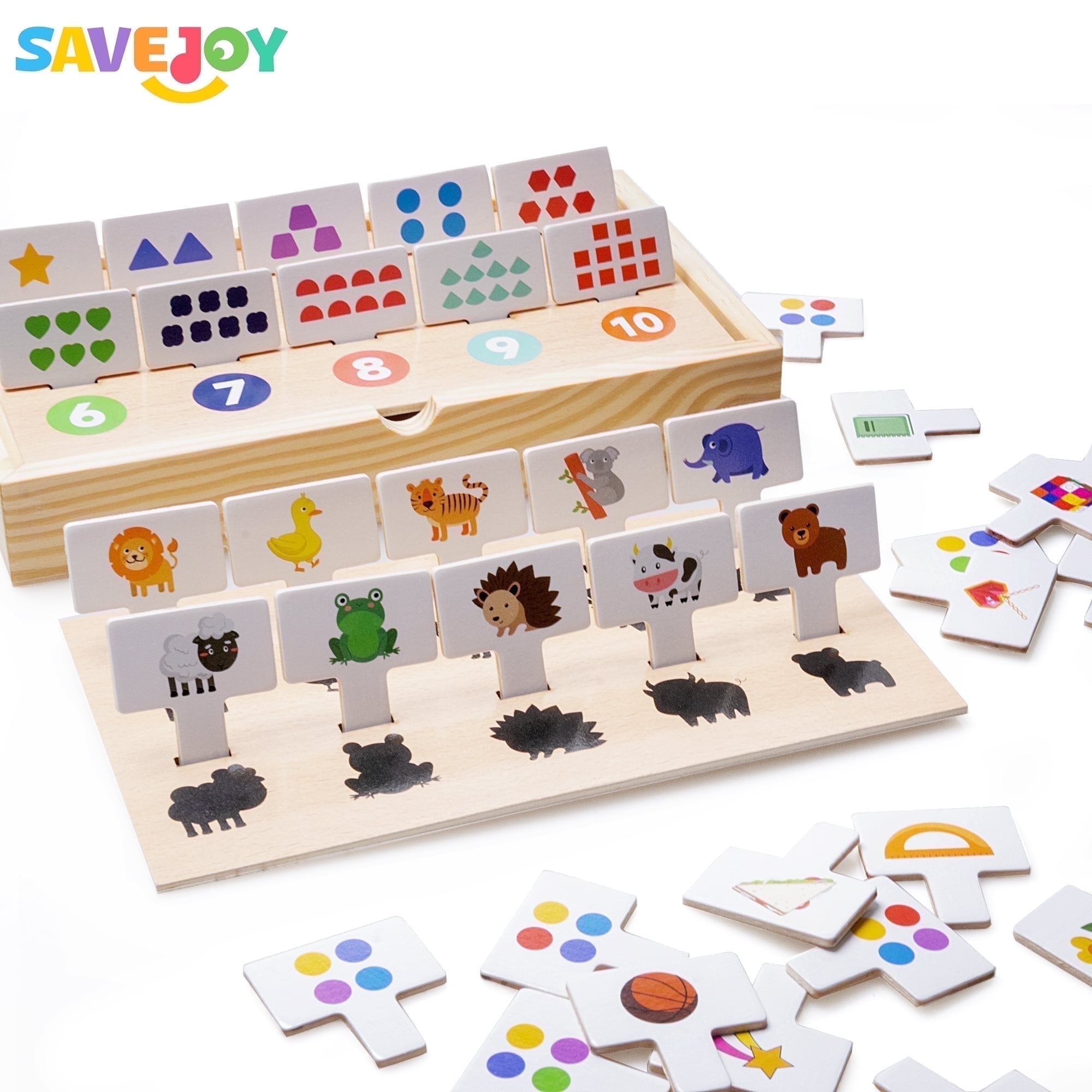 SaveJoy Montessori Wooden Shape Sorter for Toddlers, Cognitive & Fine ...