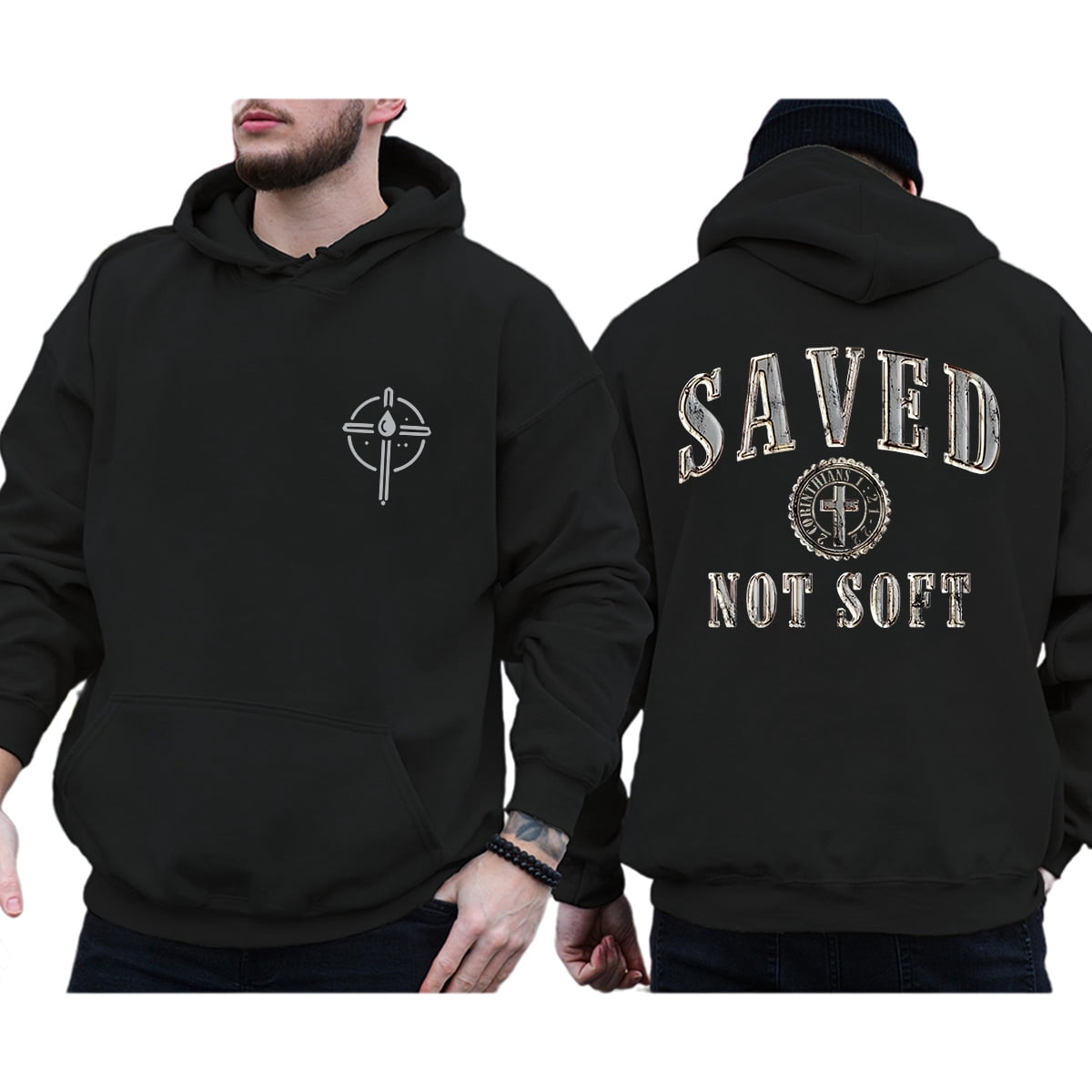 Saved Not Soft Double Sided Christian Hoodie – Faith-Based Streetwear ...