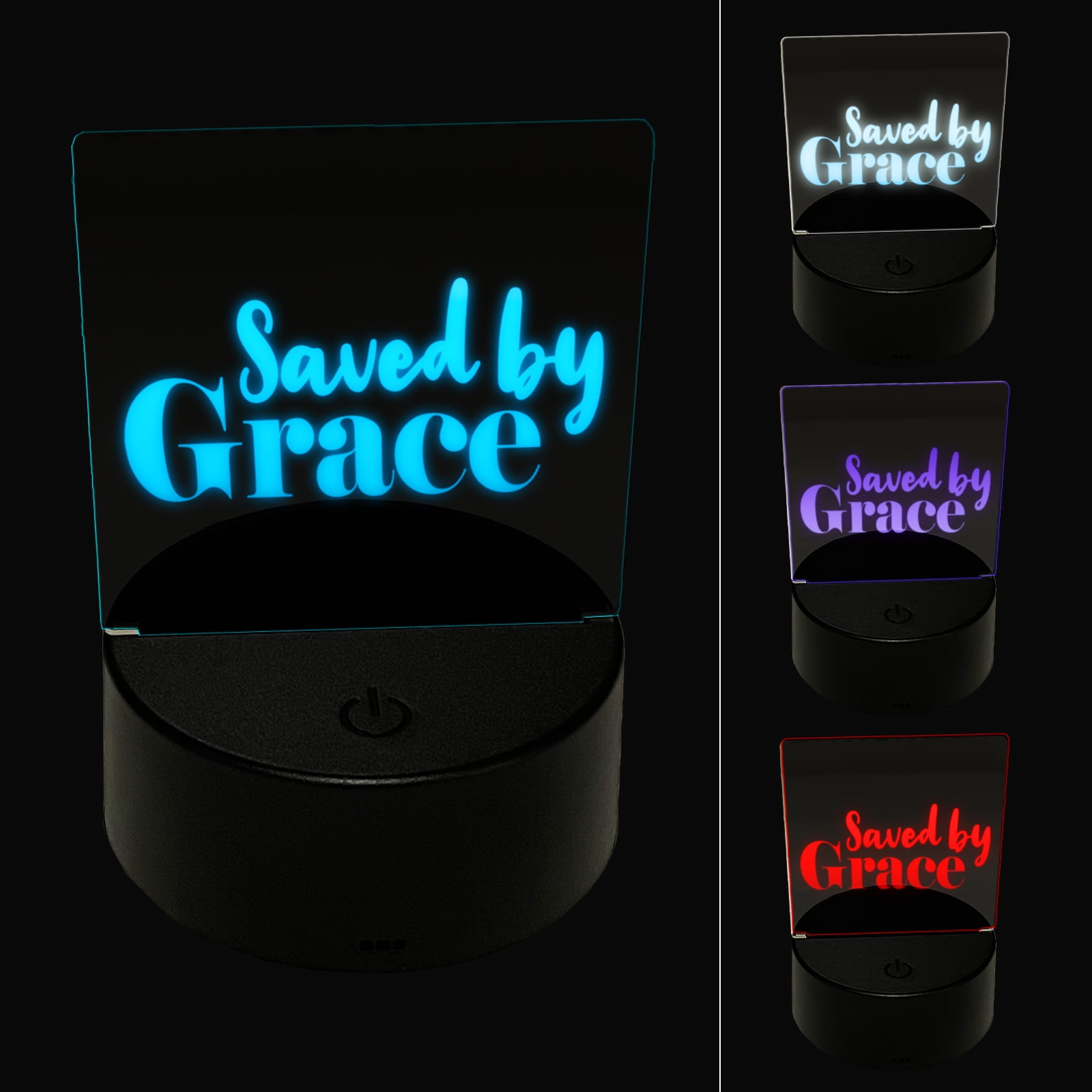 Saved by Grace Inspirational Christian LED Night Light Sign 3D Illusion ...