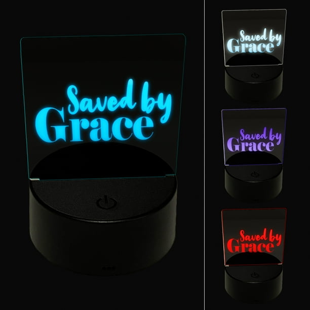 Saved by Grace Inspirational Christian LED Night Light Sign 3D Illusion ...