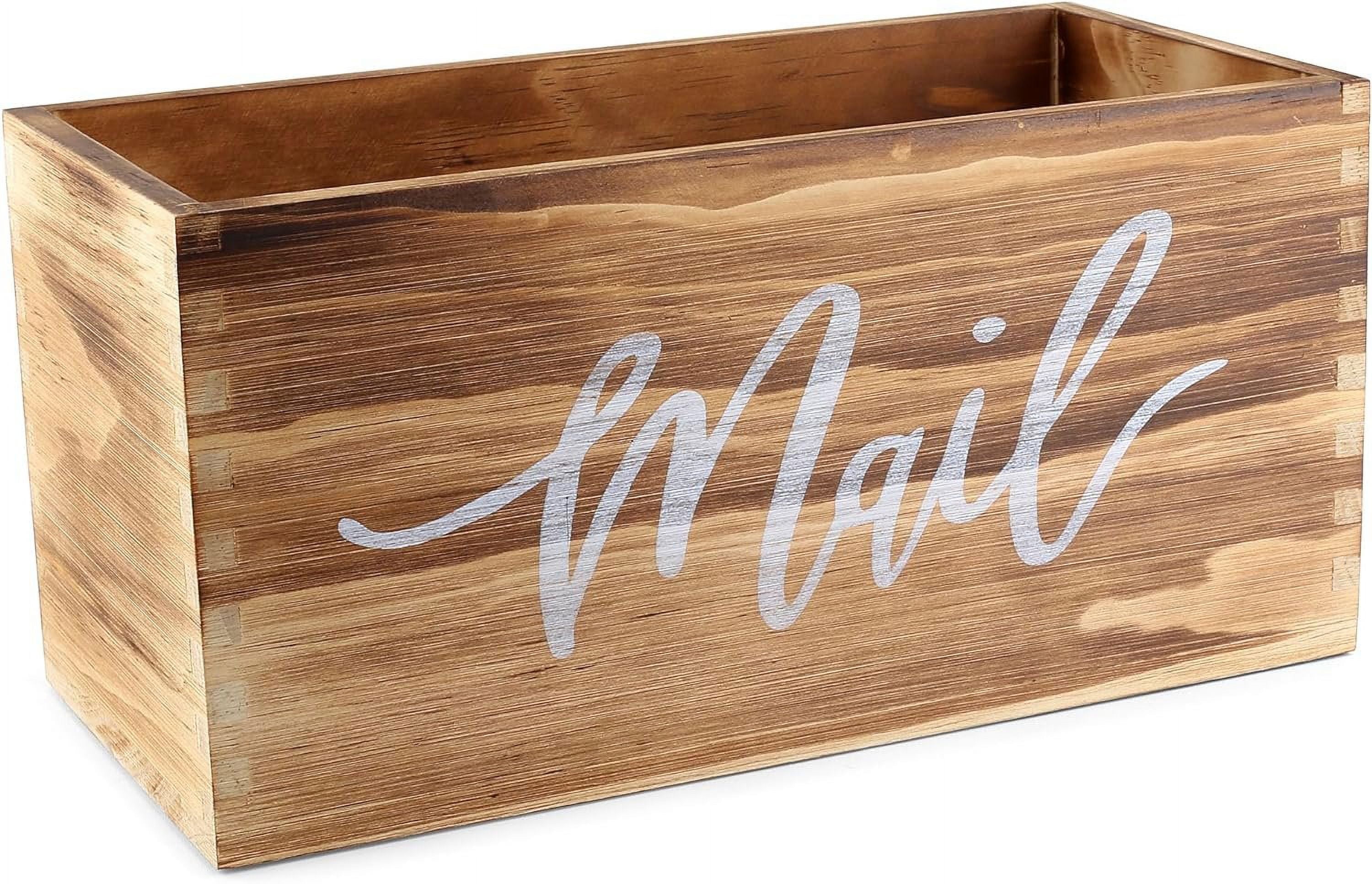 Saverstate Wood Mail Holder Storage Organizer Box, Wood Basket for Work ...