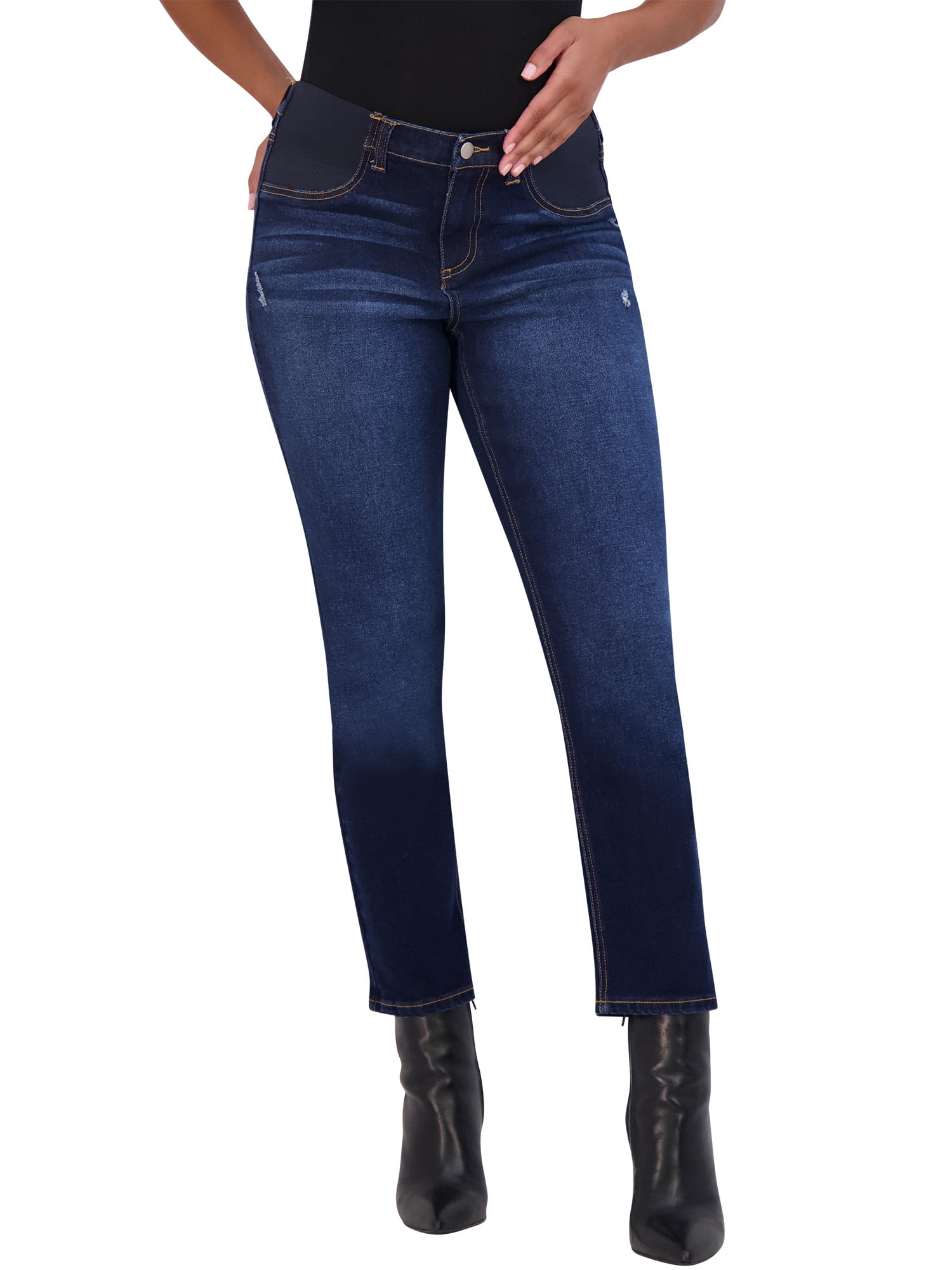 Savi Parker Maternity Jeans for Women, Straight Leg Elastic High Waist ...