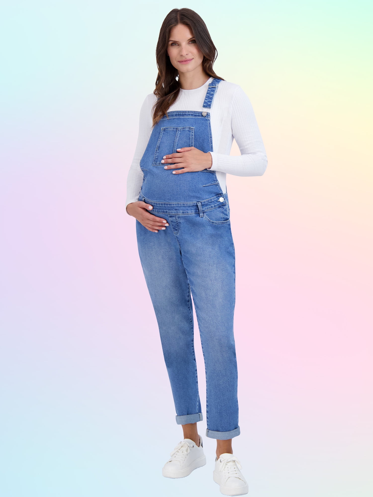 Savi Parker Women’s Maternity Overalls – Comfy Denim Bib Straight Leg ...