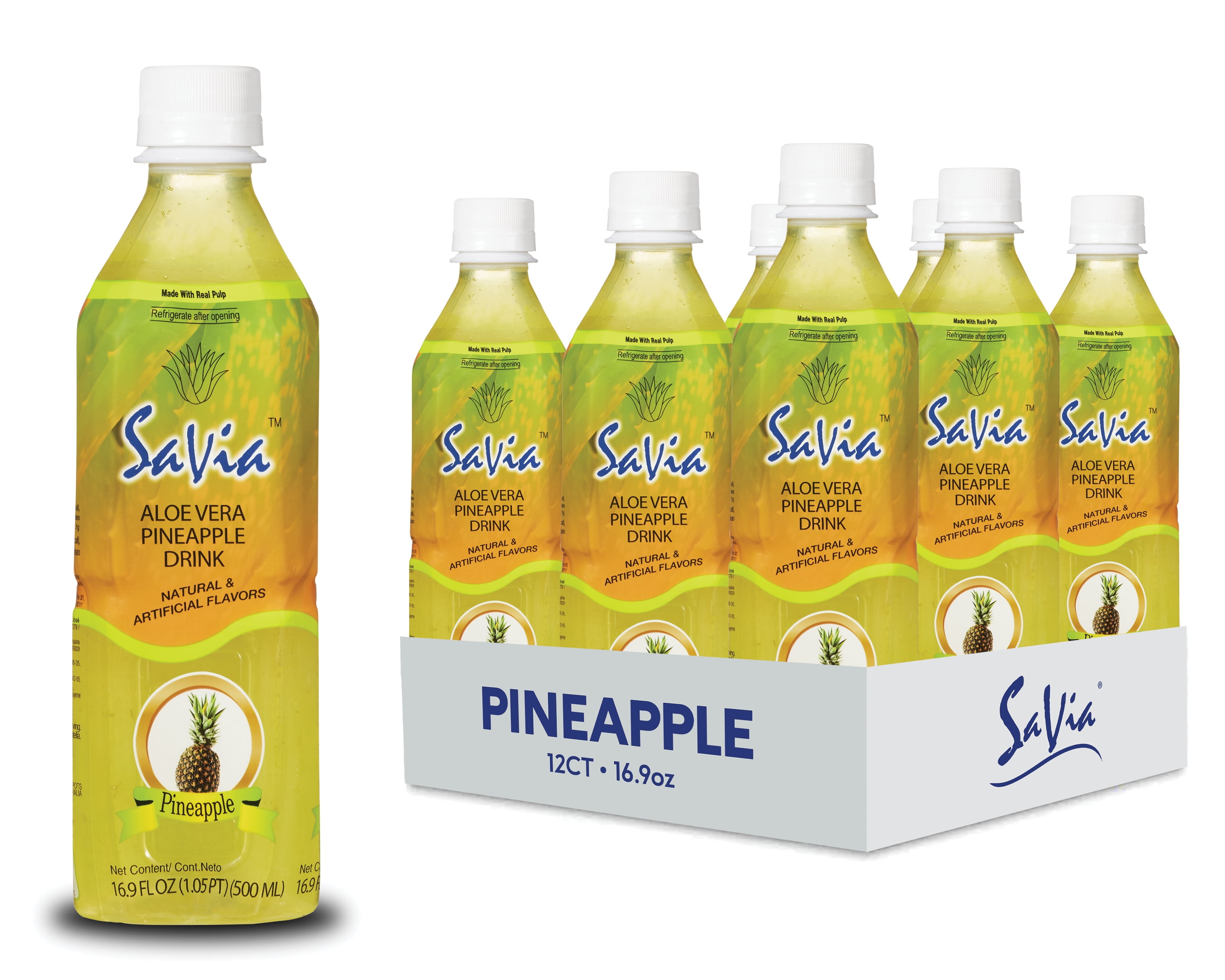 Savia Pineapple Aloe Vera Drink 12/16.9oz - Walmart.com