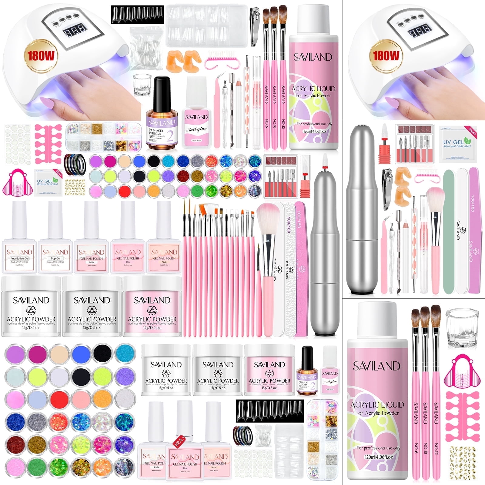 Saviland Acrylic Nail Kit for Beginners: Keratin Acrylic Powder and ...