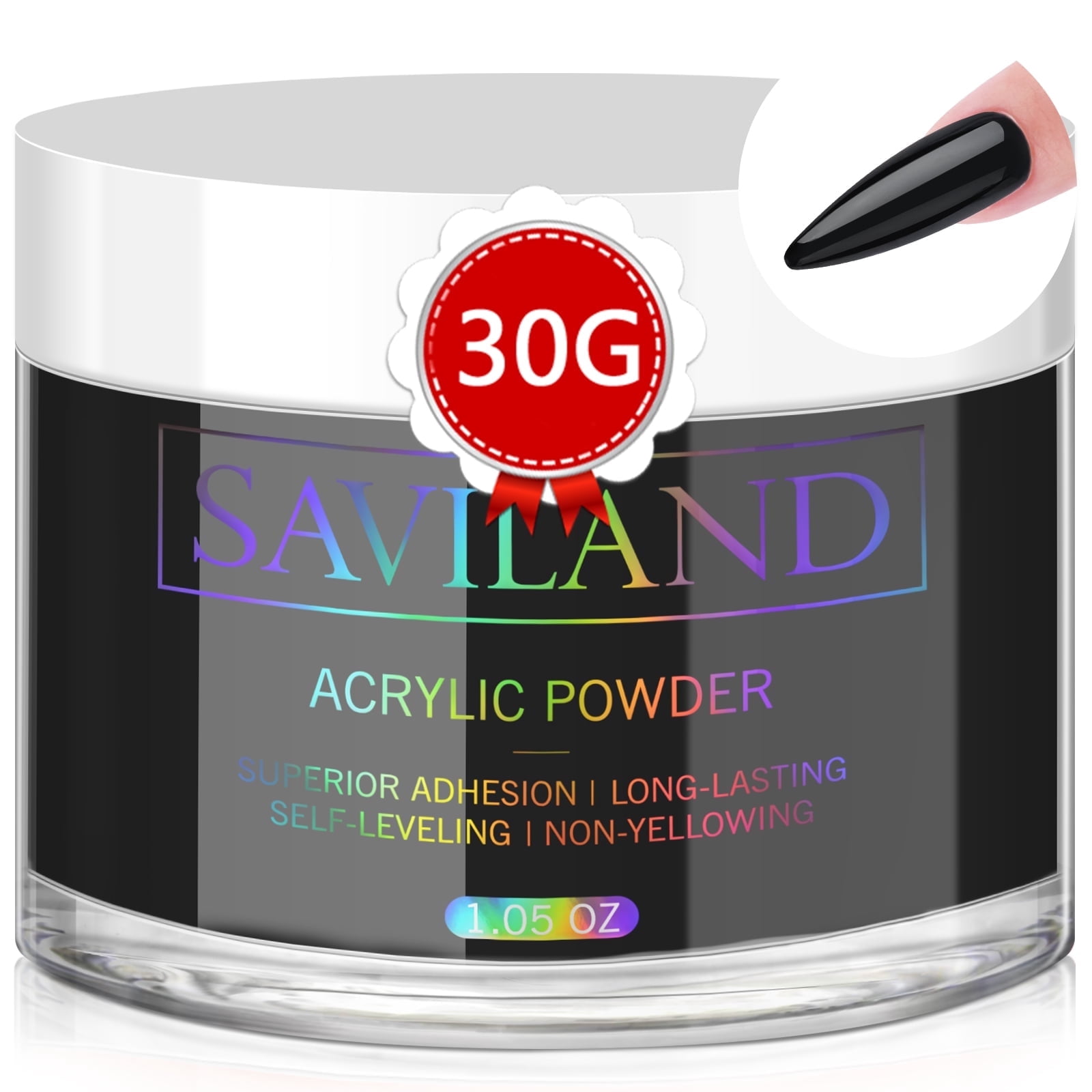 Saviland Black Acrylic Powder - 30g Professional Colored Acrylic Nail ...