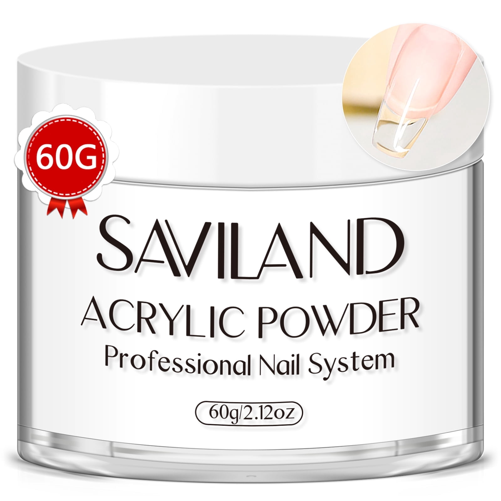 Saviland Clear Acrylic Powder - 60g Professional Polymer for Nail ...