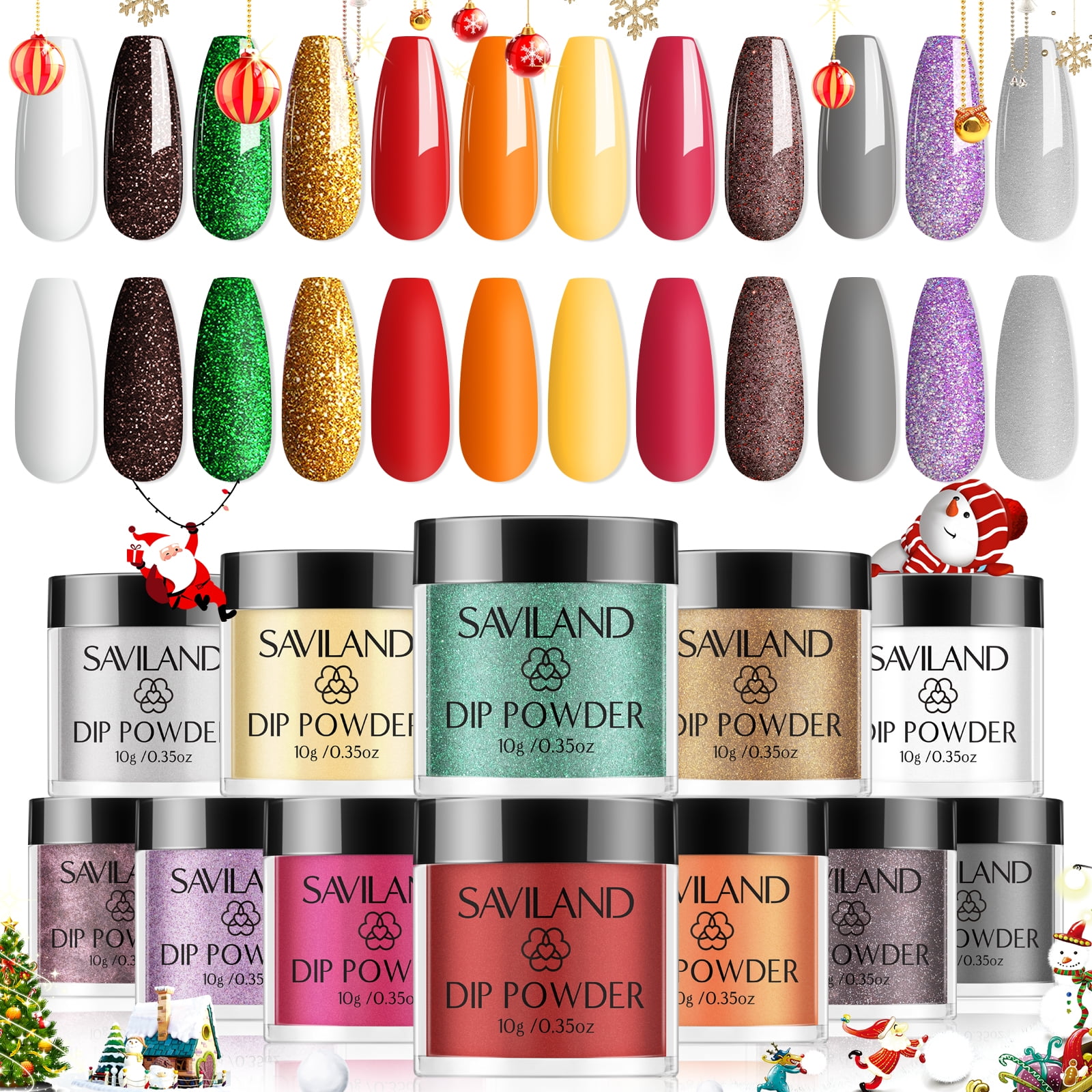 Saviland Dip Powder Set-12 Colors Christmas Gifts Dip Powder Nail Kit ...
