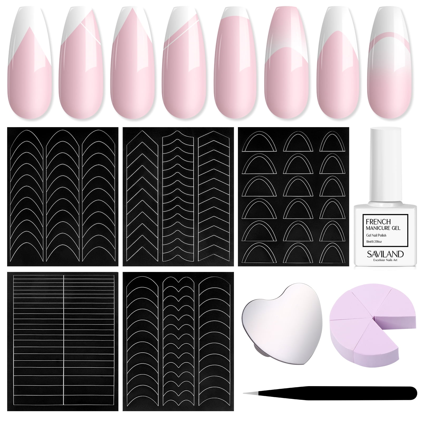 Saviland French Manicure Kit - White French Gel Nail Polish Fast French ...