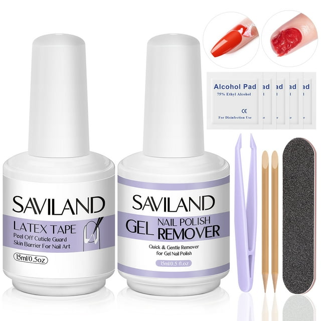 Saviland Liquid Latex & Gel Nail Polish Remover Kit - Gel Nail Polish ...