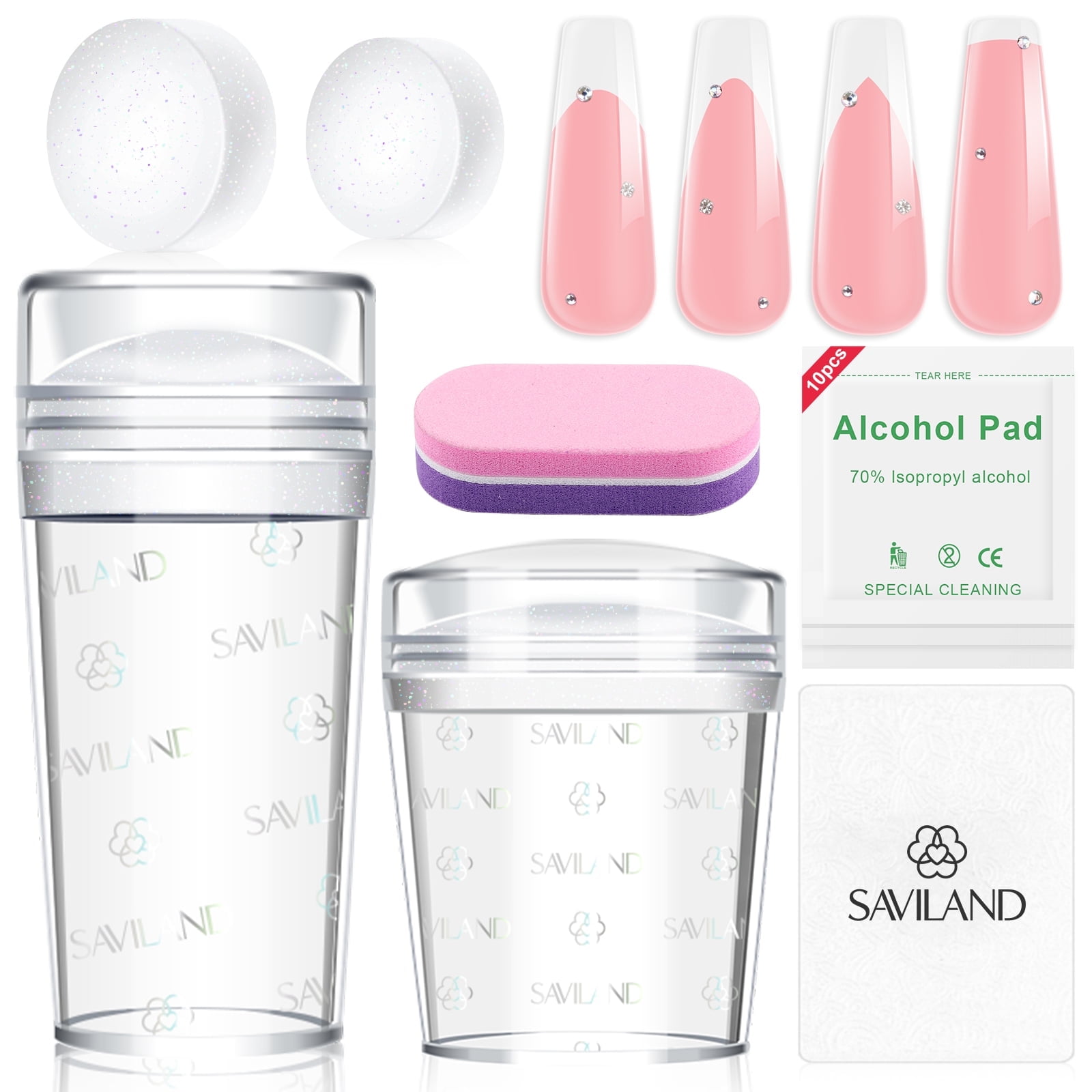Saviland Nail Art Stamper Kit, Glitter Nail Stamp, Replaceable Silicone ...