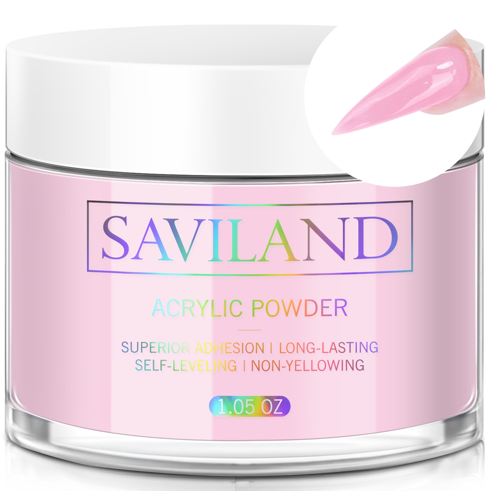 Saviland Pink Acrylic Powder - 1oz Professional Colored Acrylic Nail ...