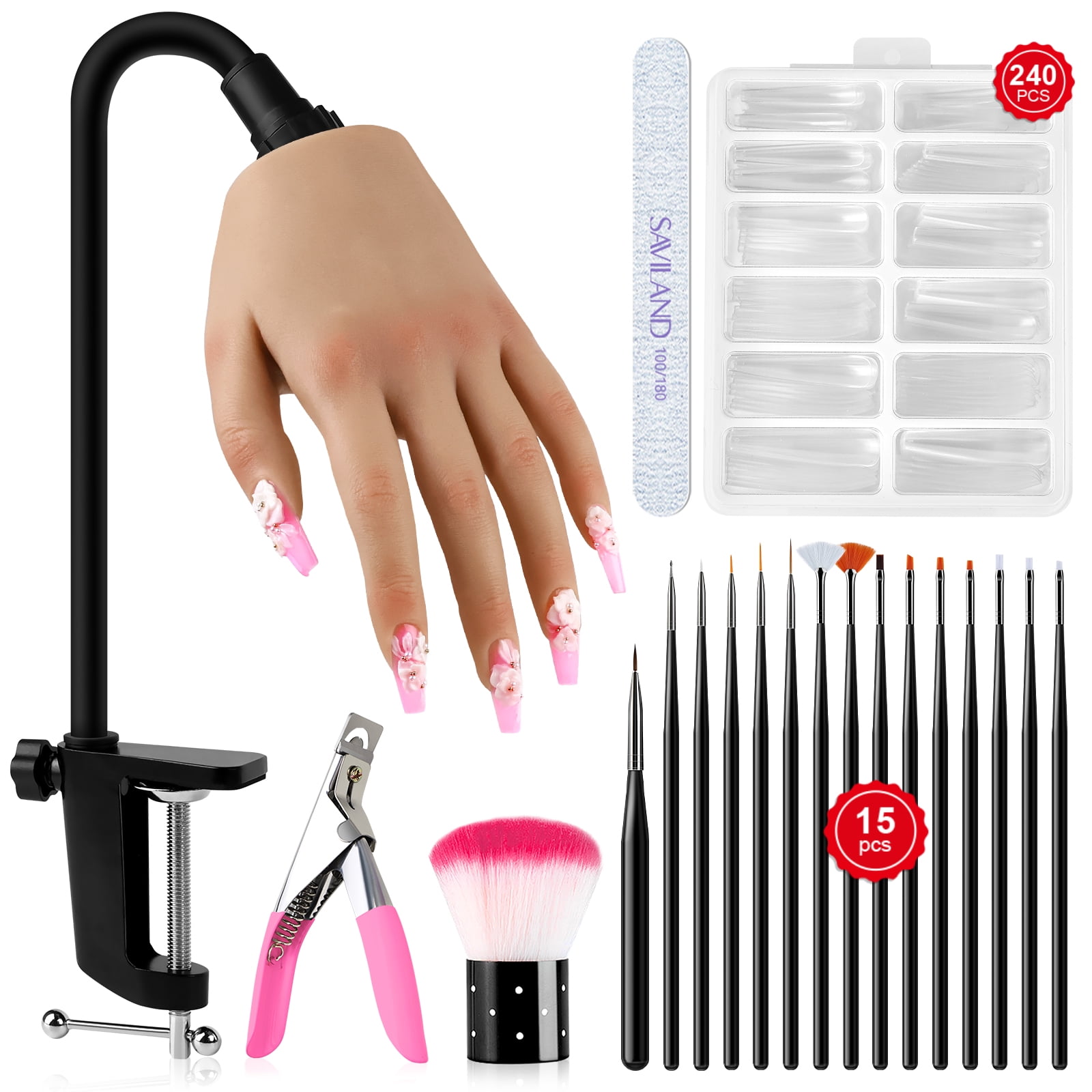 Saviland Practice Hand for Acrylic Nails: Flexible Nail Practice Hand ...