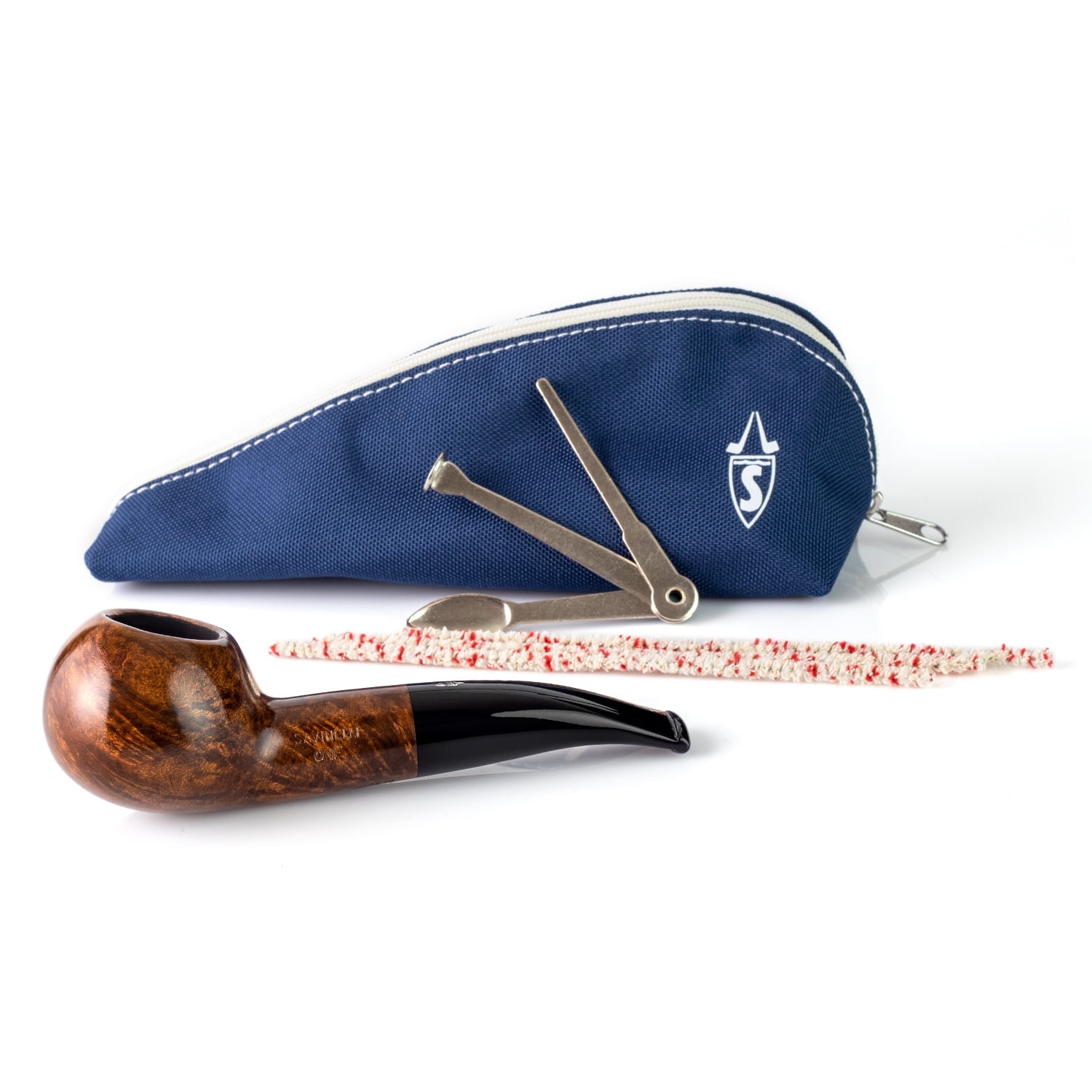 Savinelli One Pipe & Care Set - Hand Crafted Italian Briar Pipe, Zipper ...