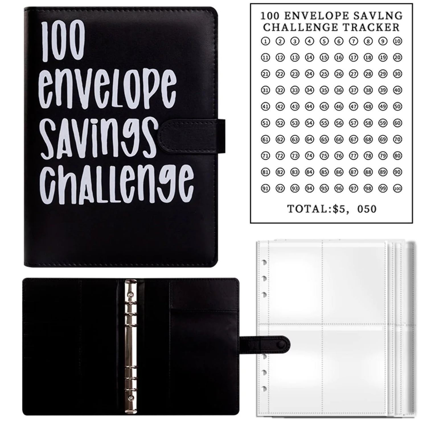 Saving Challenge Book Binder, Fun Easy Cash Budget 100 Envelope Saving ...