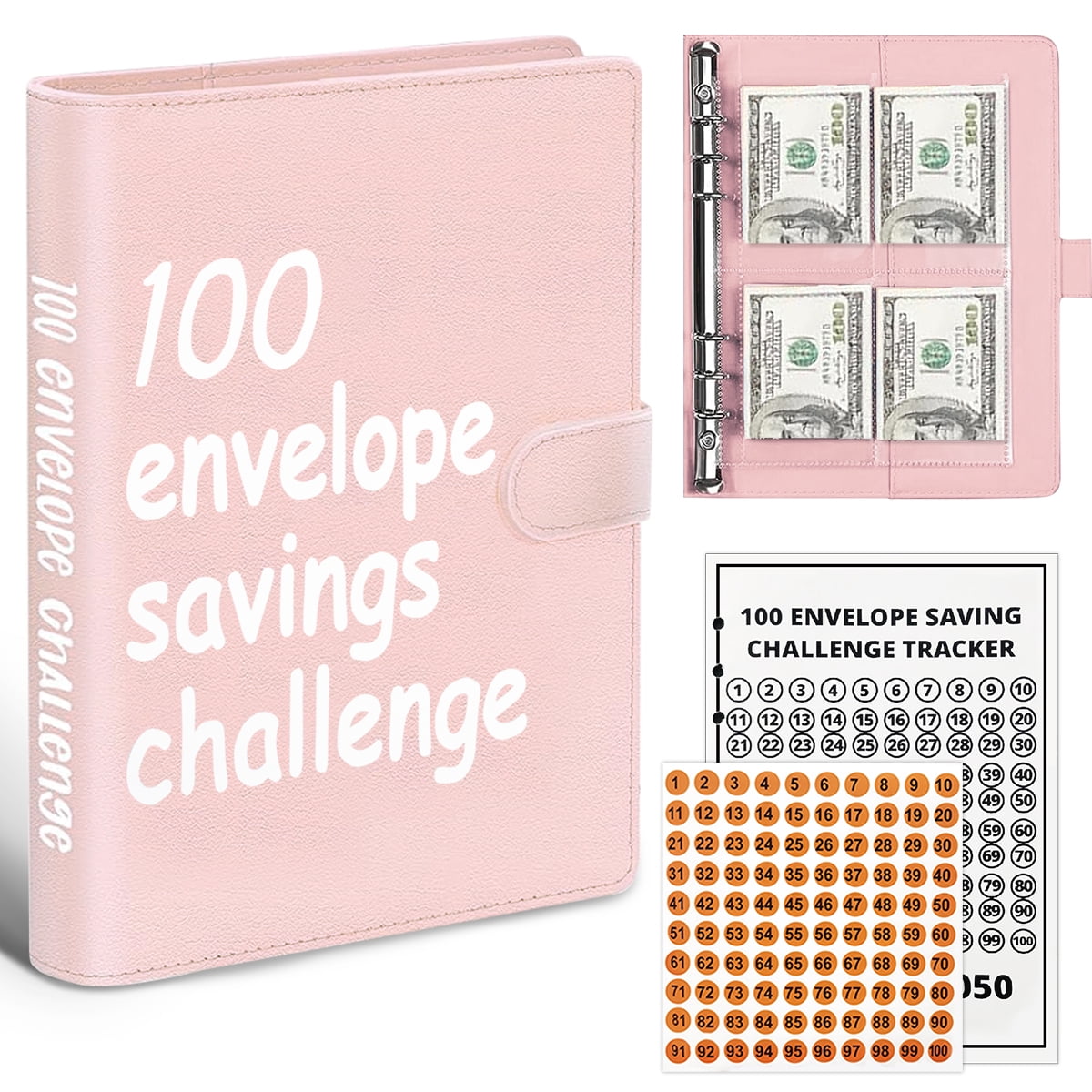 Saving Challenge Budget Binder, 9.3x7.6 Inches 100 Envelopes Money ...