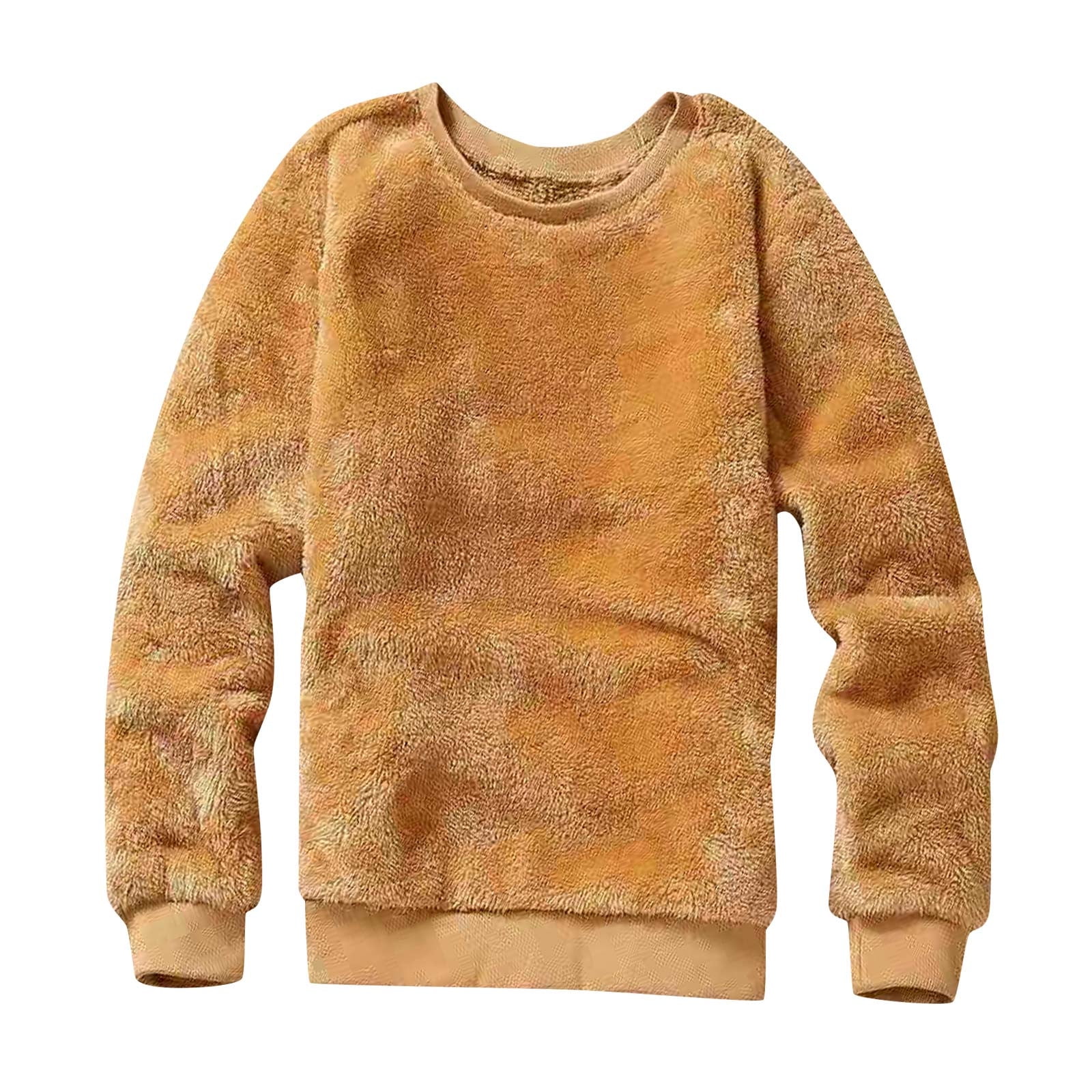 Saving Ousvtion Women's Fuzzy Fleece Sweatshirt Long Sleeve Crewneck Pullover Tops Winter Warm ...