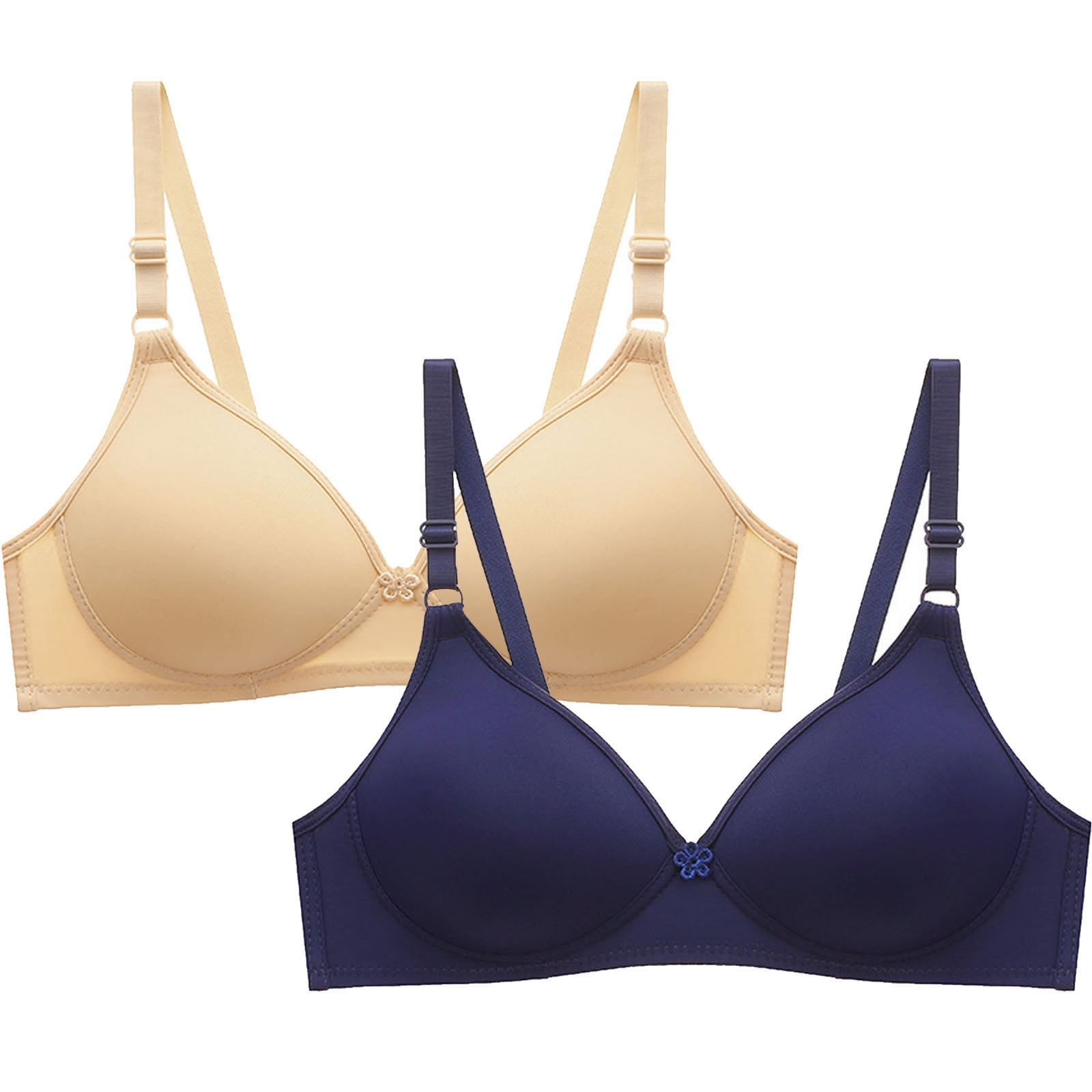 2 Pack Super Soft Wireless Bras Back Double Breasted Small Cup Juniors ...