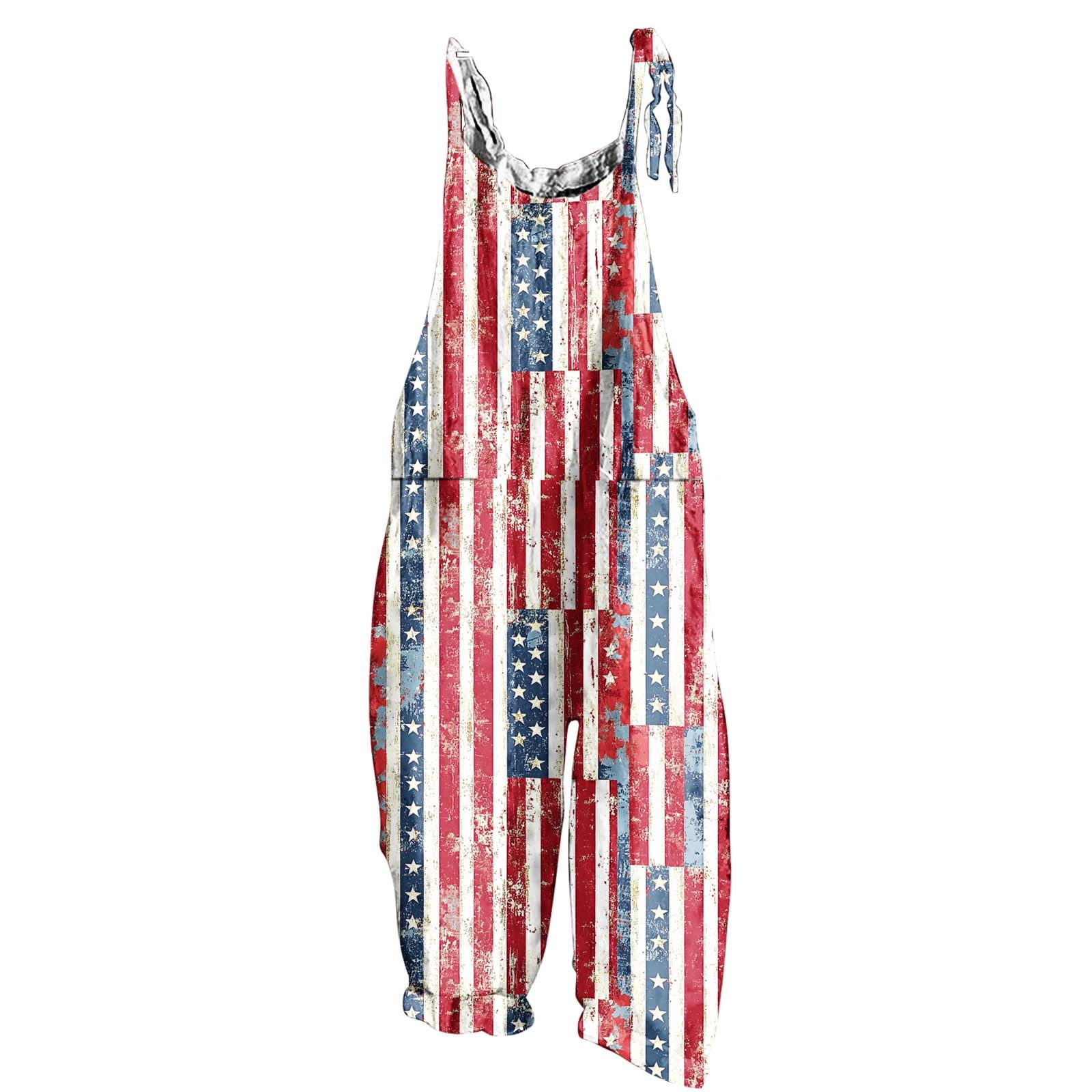 Savings American Flag Jumpsuit for Women 4Th of July Patriotic Romper ...