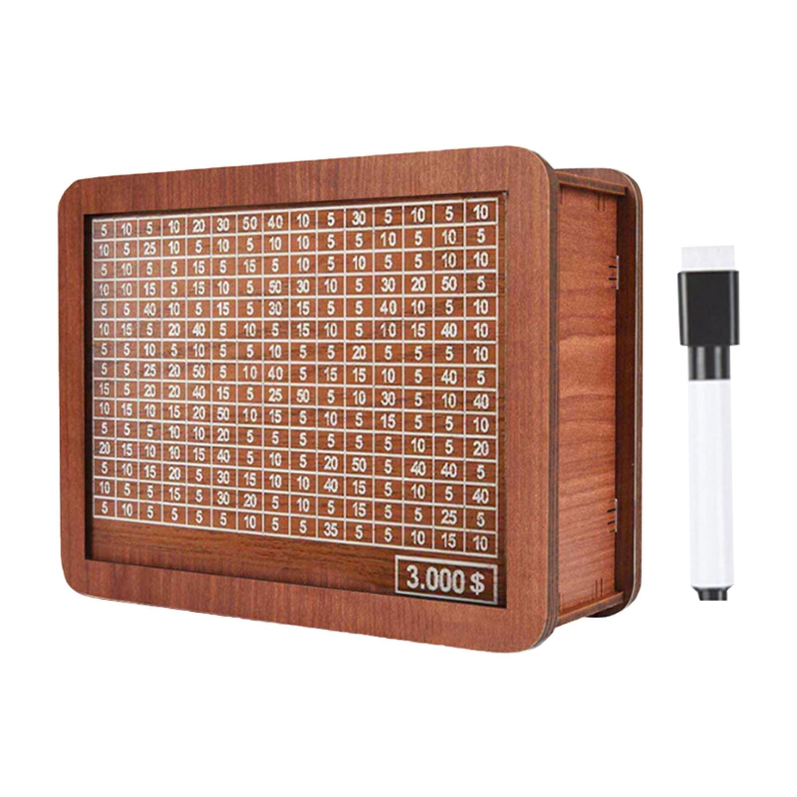 Savings Challenge Box, Save 3000 Money Box, Clearance Wooden 3000 ...