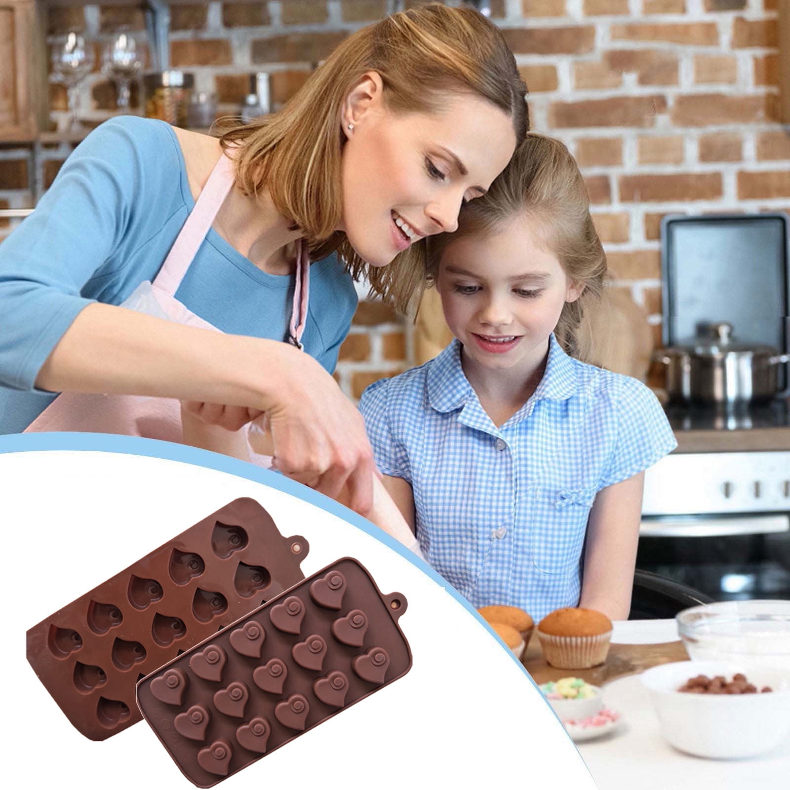 Chocolate Molds,15 Cavities Non-stick Chocolate Candy Molds,Mini Heart ...