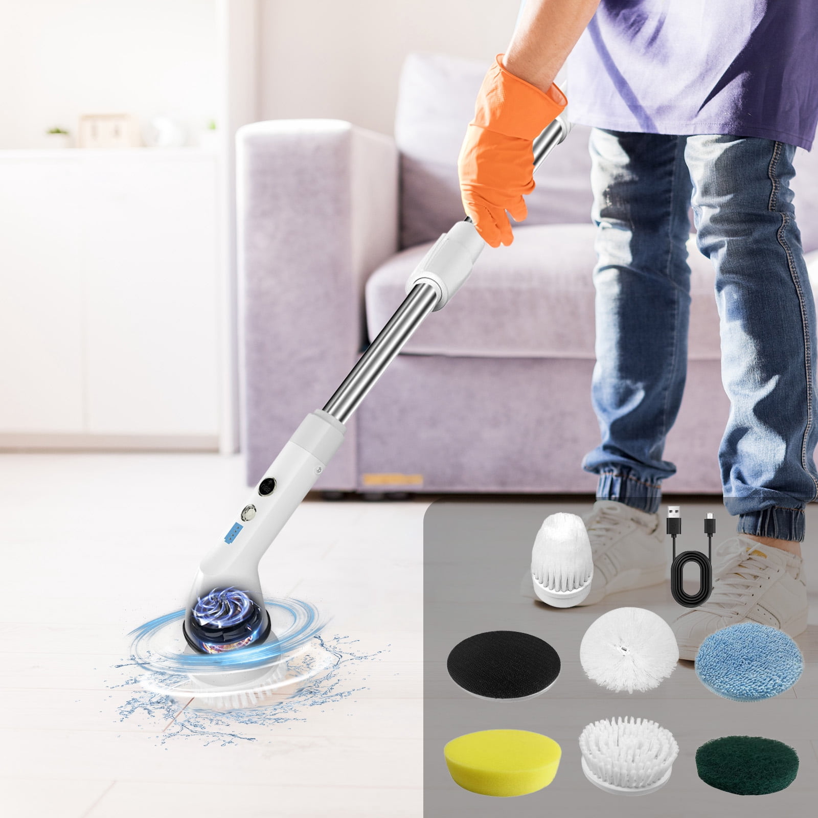 Savings Cleaning Supplies Electric Spin Scrubber for Cleaning,Cordless ...