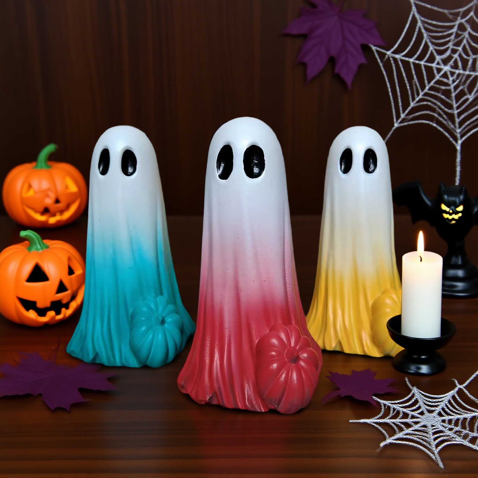 Savings Dianli Halloween Home Decor + Colorful Resin Ghost Statue ...