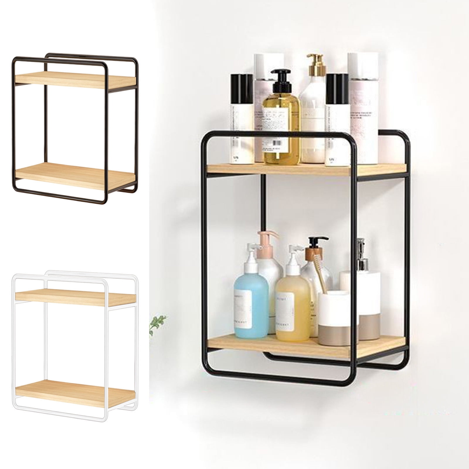 Savings Dianli Wall Mounted No Punch Cup Storage Rack Double Layer Iron ...