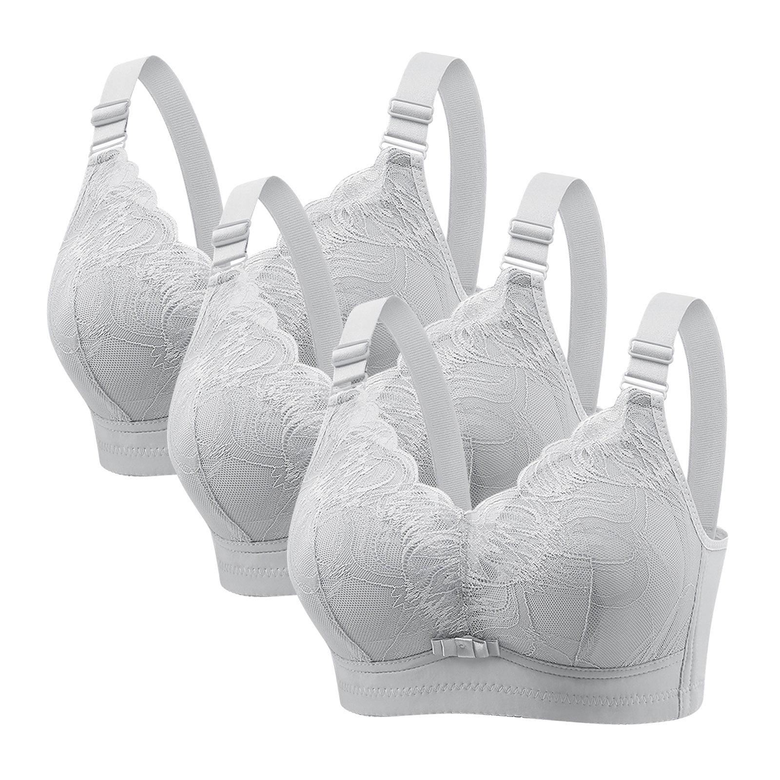 Savings Dianli Womens Plus Size Lace Bra 3-Piece Set Four-Panel ...