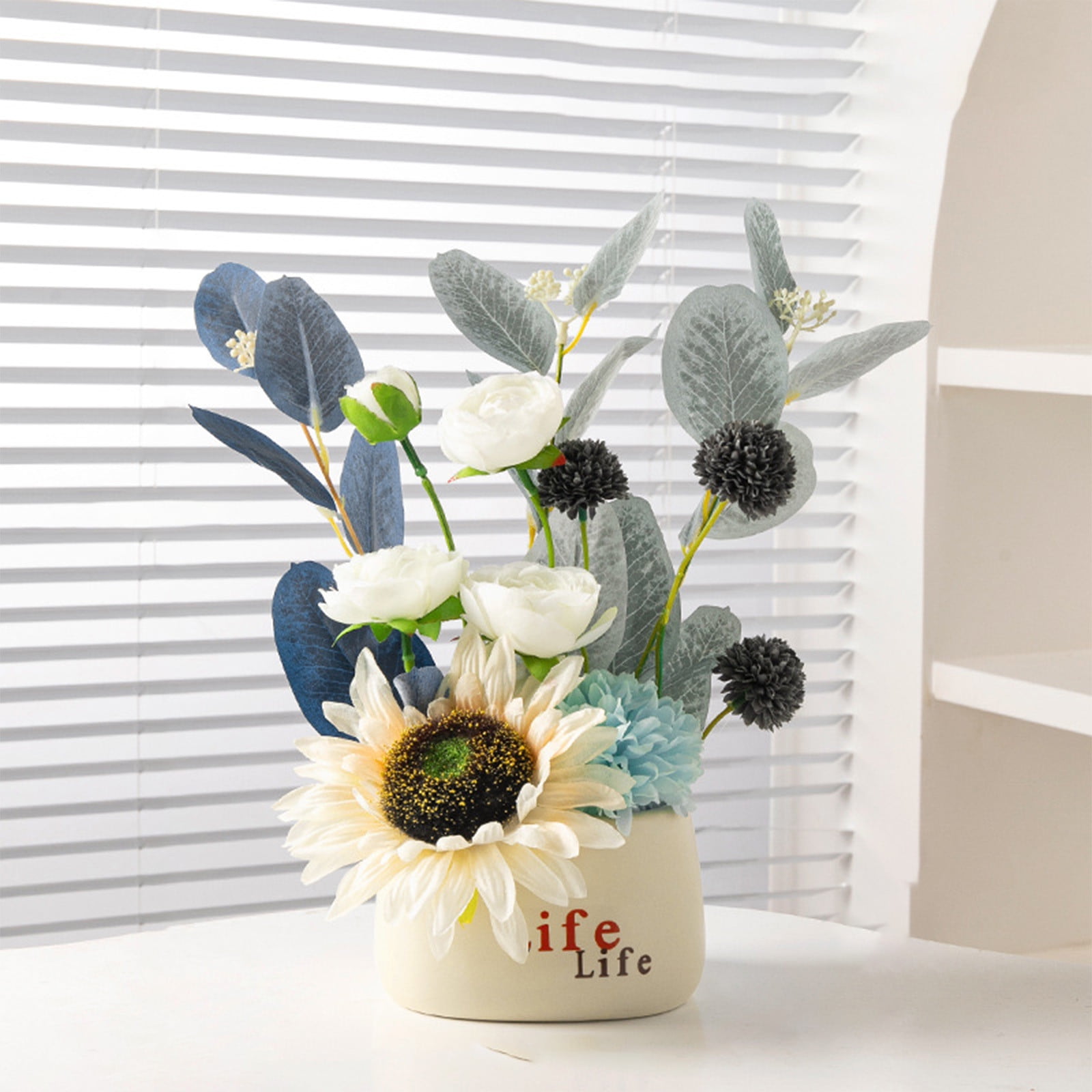 Savings Fake flowers Plants Sunflower Potted Plastic Flower Bouquet ...