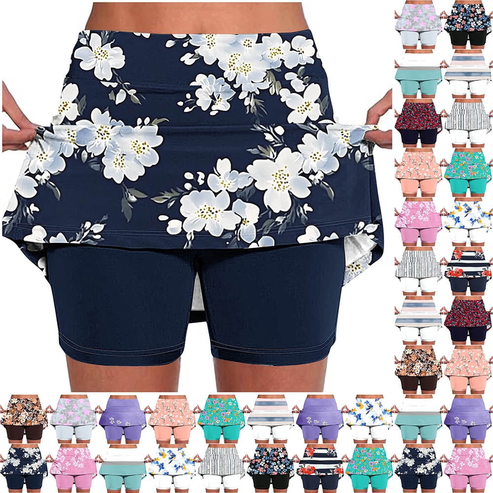 Summer Fatuov Womens Gym Shorts with Pocket Summer Plus Size Yoga High ...