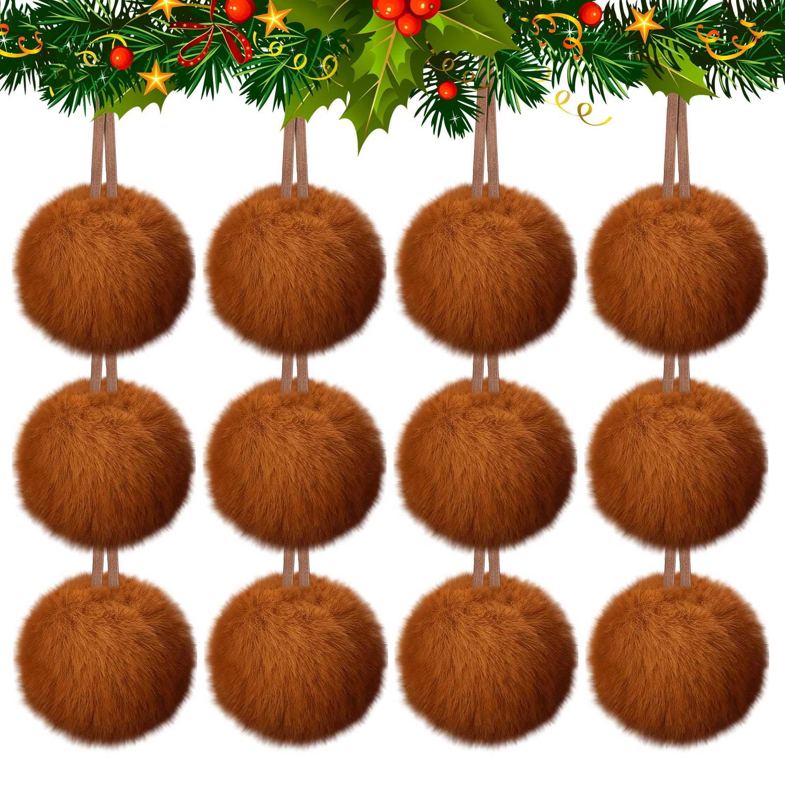 Savings! Green Furry Christmas Ball Ornaments with Red Bow, Hanging ...