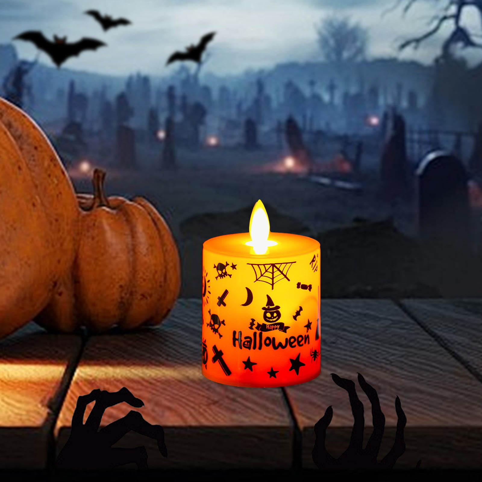 Savings Halloween Decoration Halloween LED Candles, Orange Flameless ...