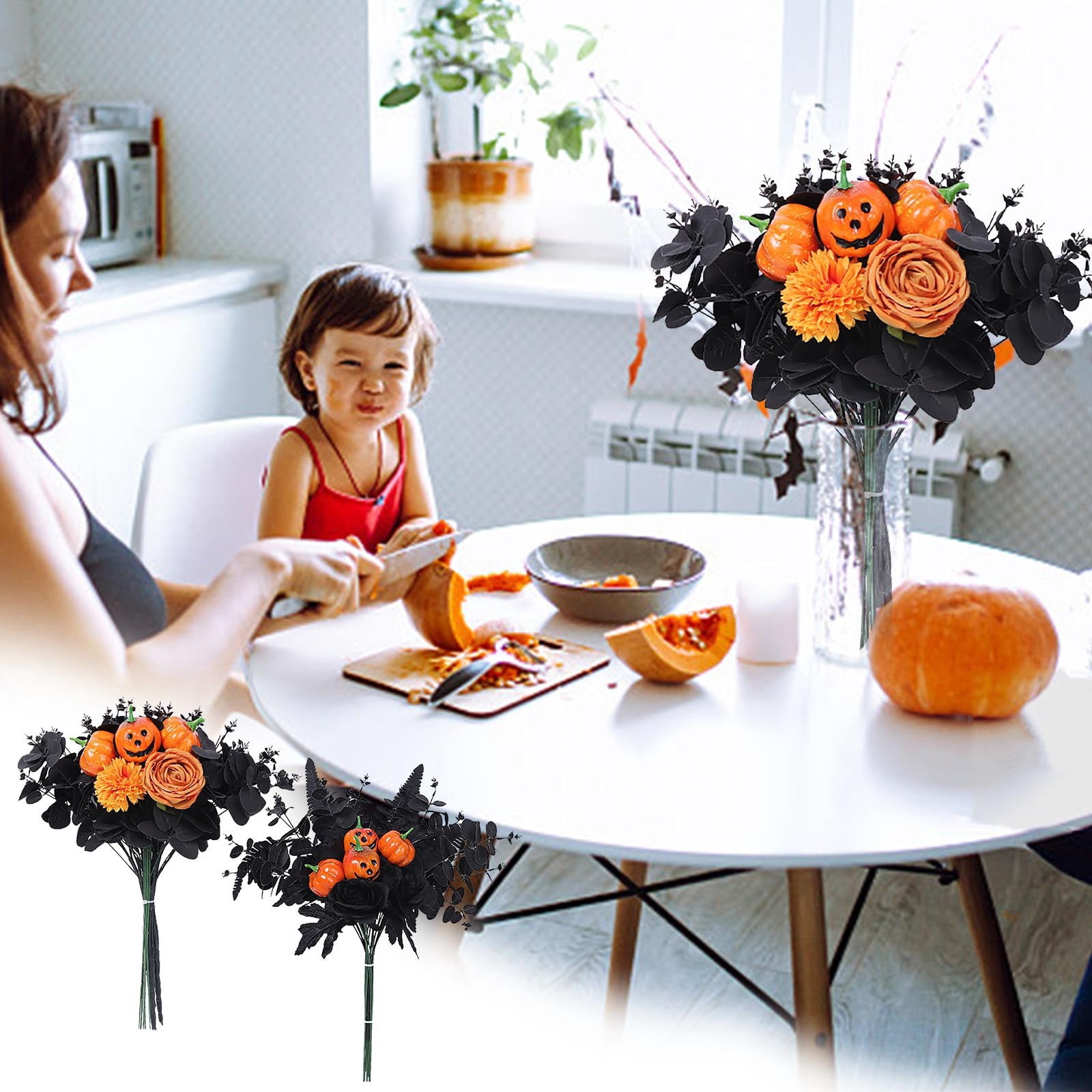 Savings Halloween Decorations Indoor Artificial Pumpkin Maple Leaf ...