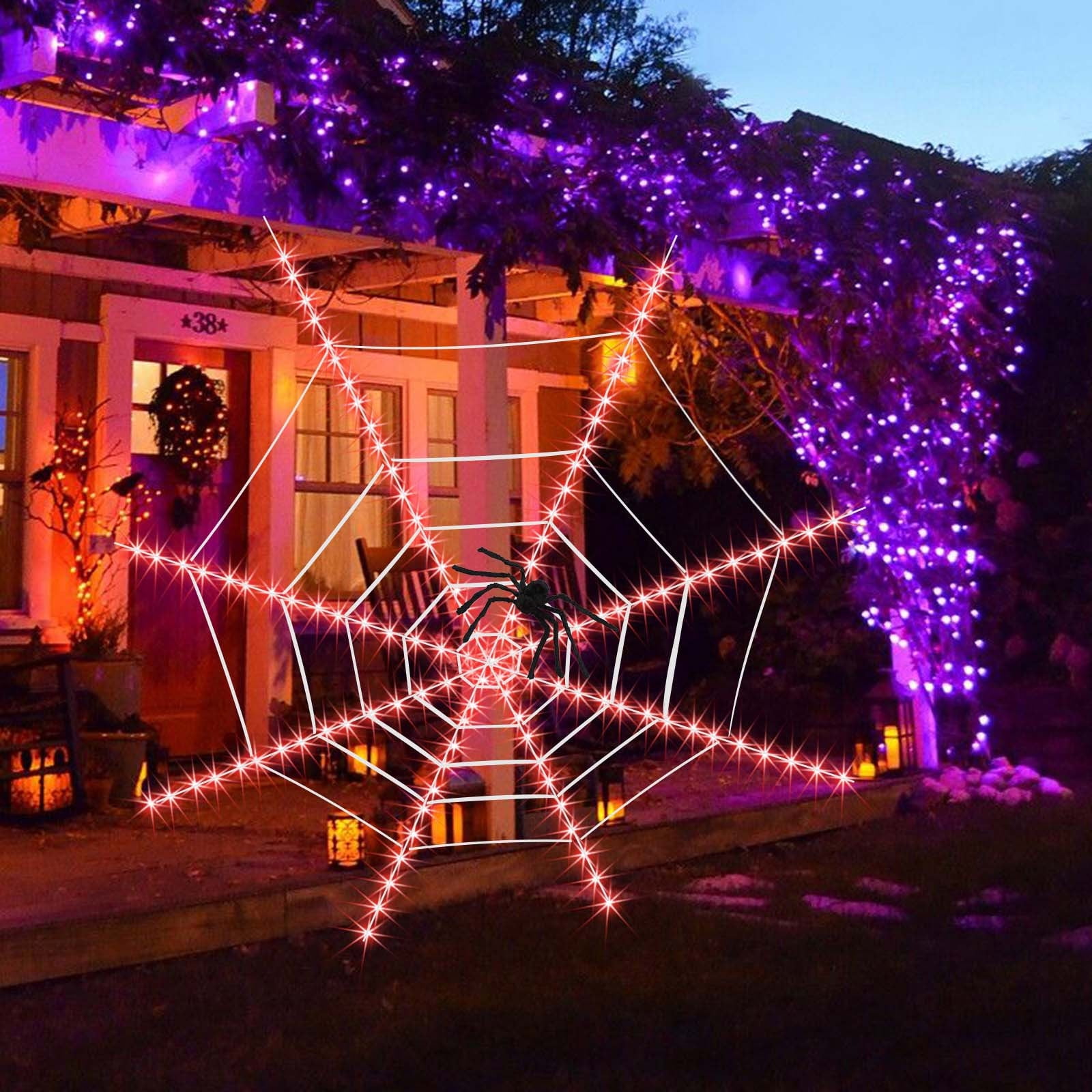 Savings Halloween Decorations Spider Web Lights 12FT Diameter 120 LED ...